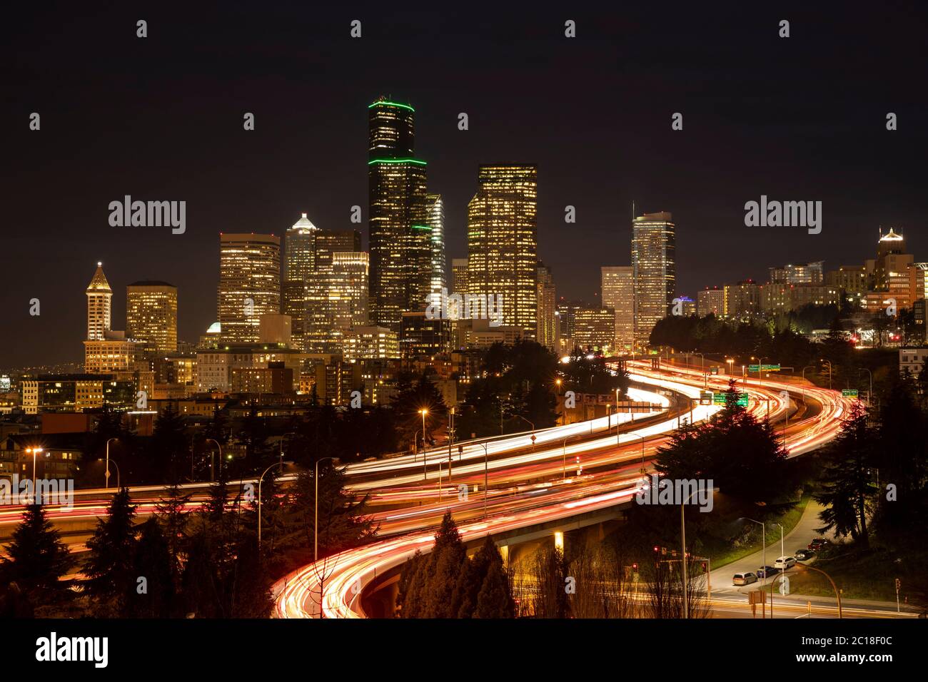 WA16760-00....WASHINGTON - Dawn view of the Intersection of Interstate ...