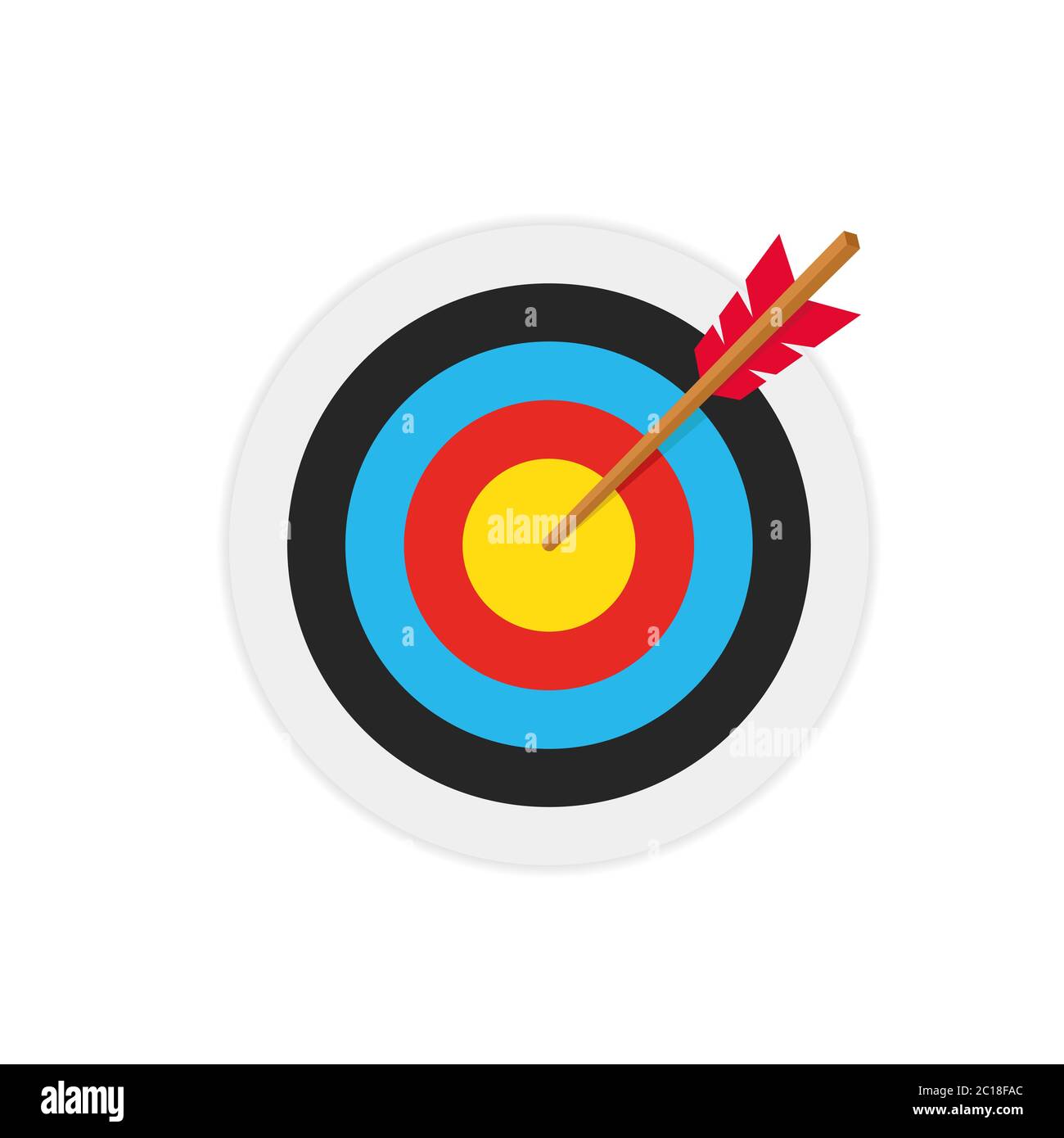 simple flat minimalist archery target with arrow hit the center aim ...
