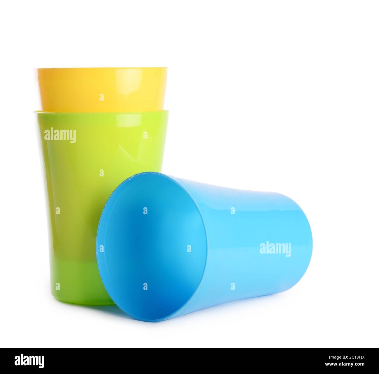 Plastic cups isolated on white background Stock Photo - Alamy