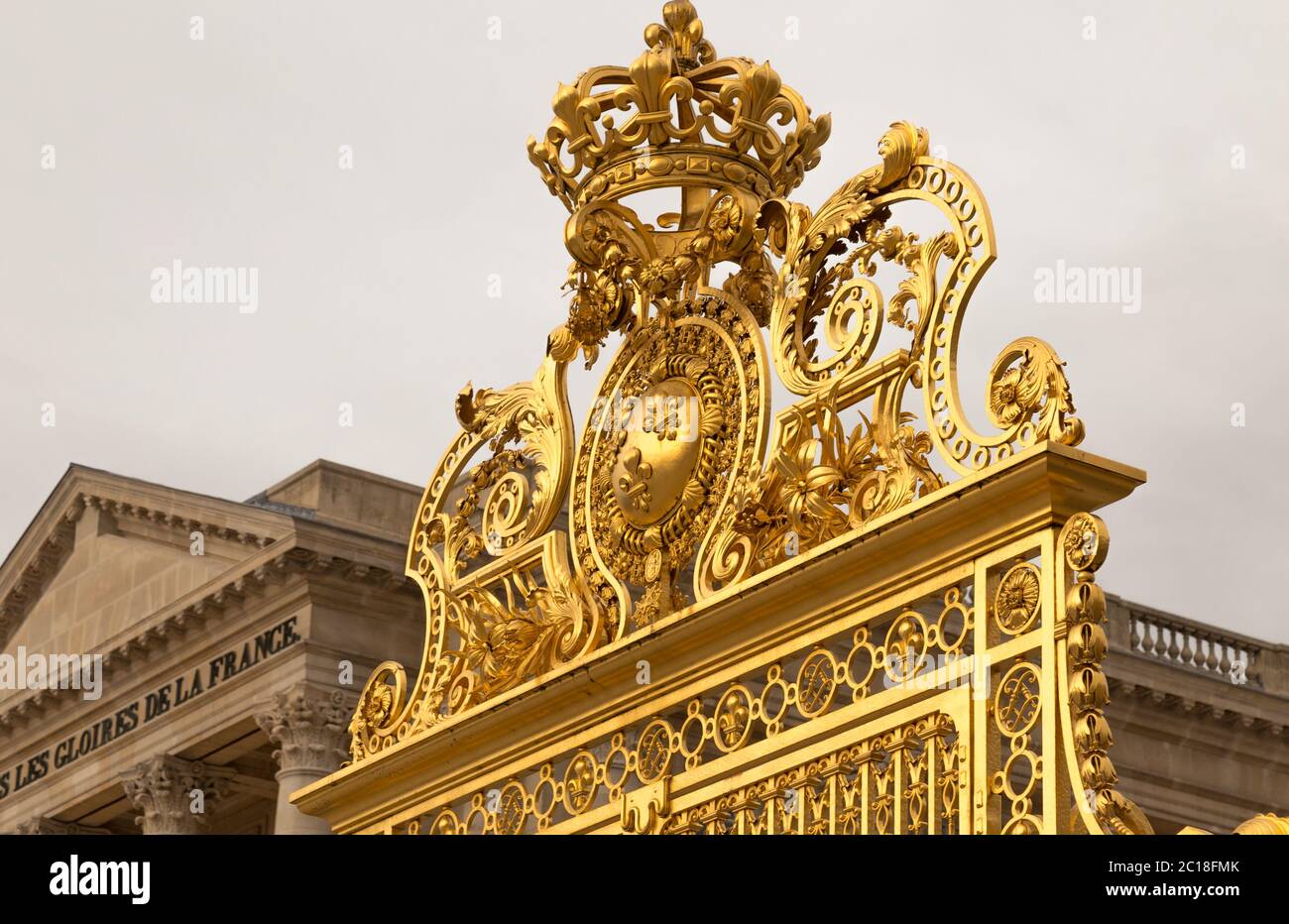 The golden gate of the Palace of Versailles, or Chateau de Versailles ...
