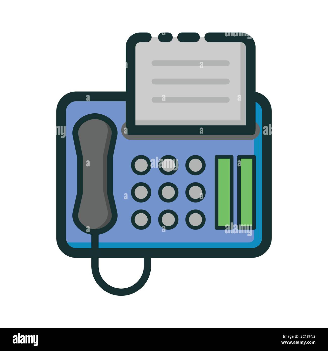 Simple flat minimalist fax machine with bold outline for business ...