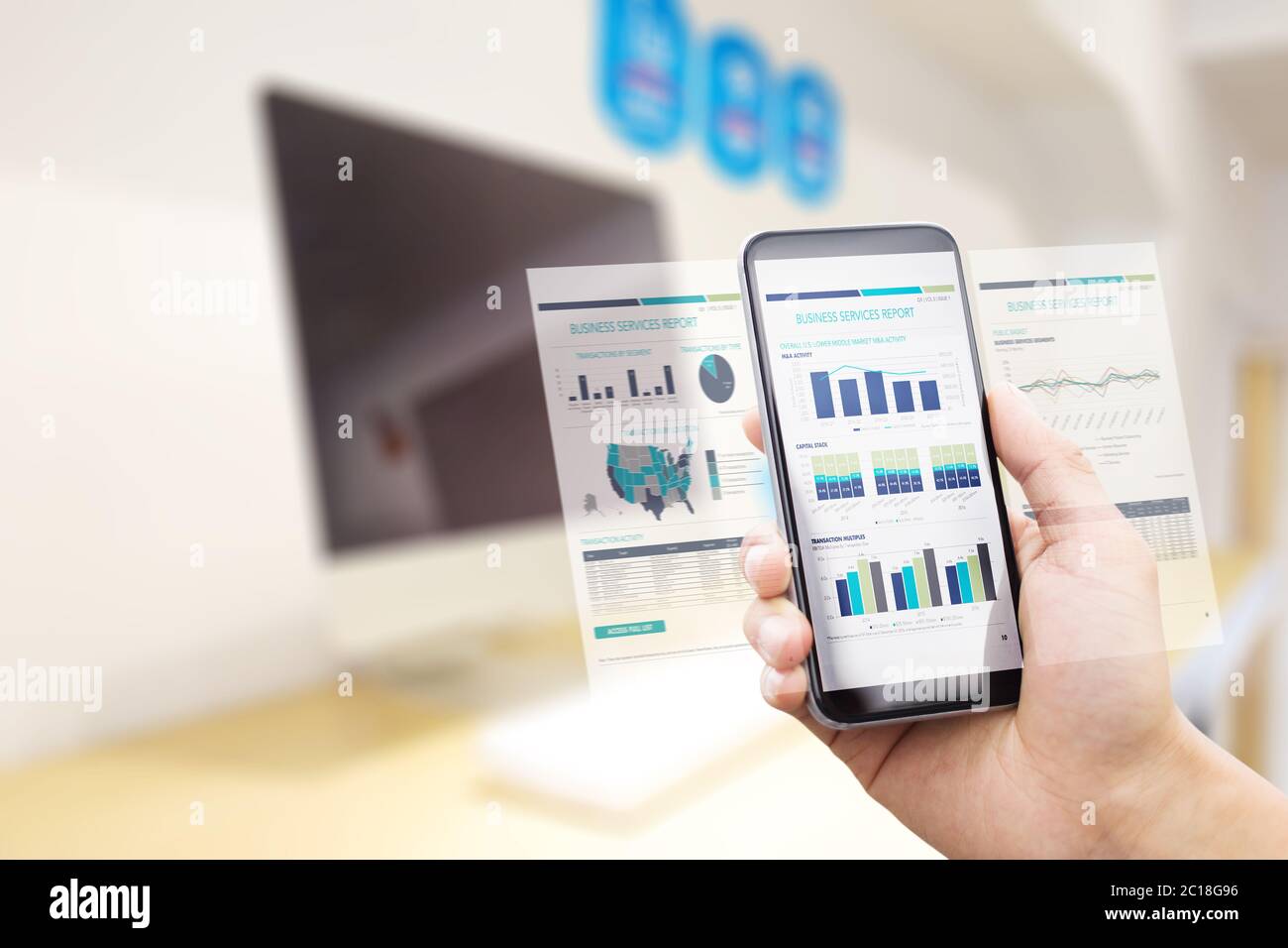 smart phone with automated office Stock Photo - Alamy