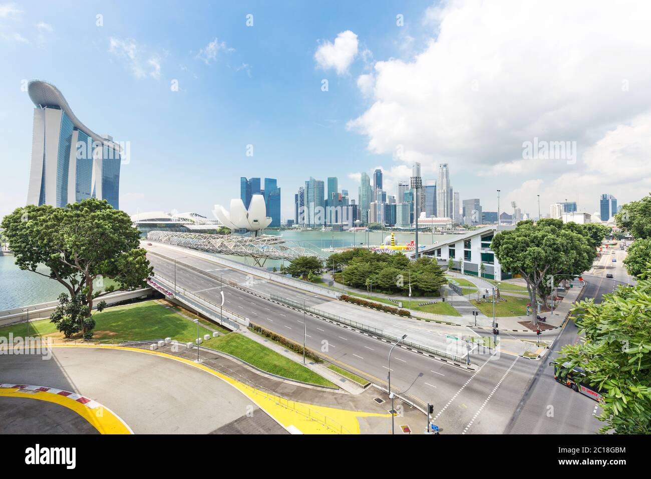 traffic on road and modern buildings in midtown of modern city Stock ...