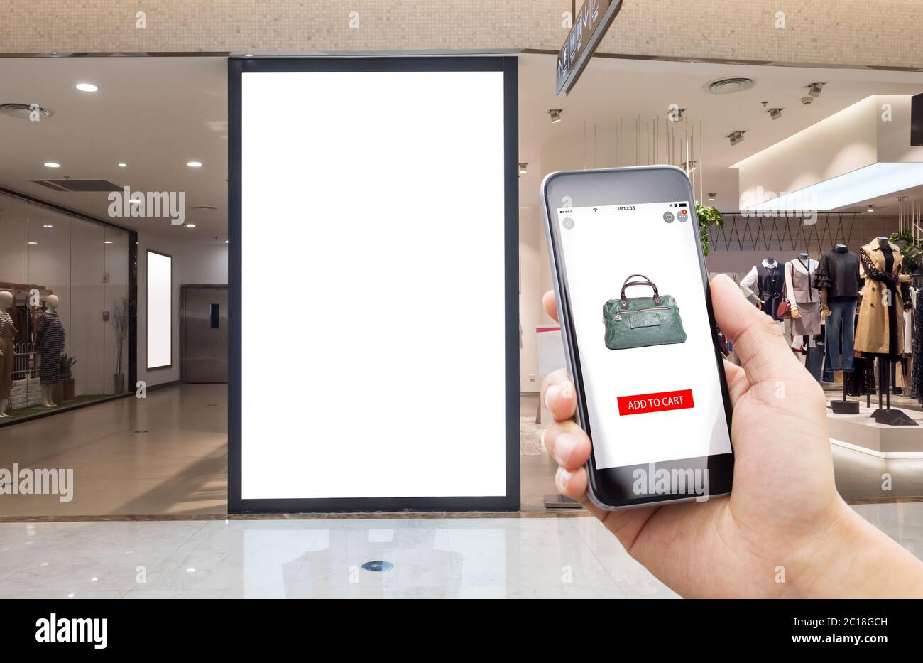 smart phone with modern shopping mall Stock Photo - Alamy