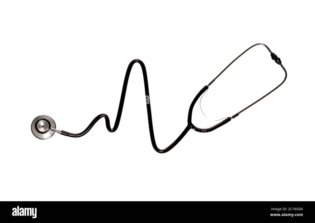 Stethoscope in the shape of heart beat isolated on white background ...