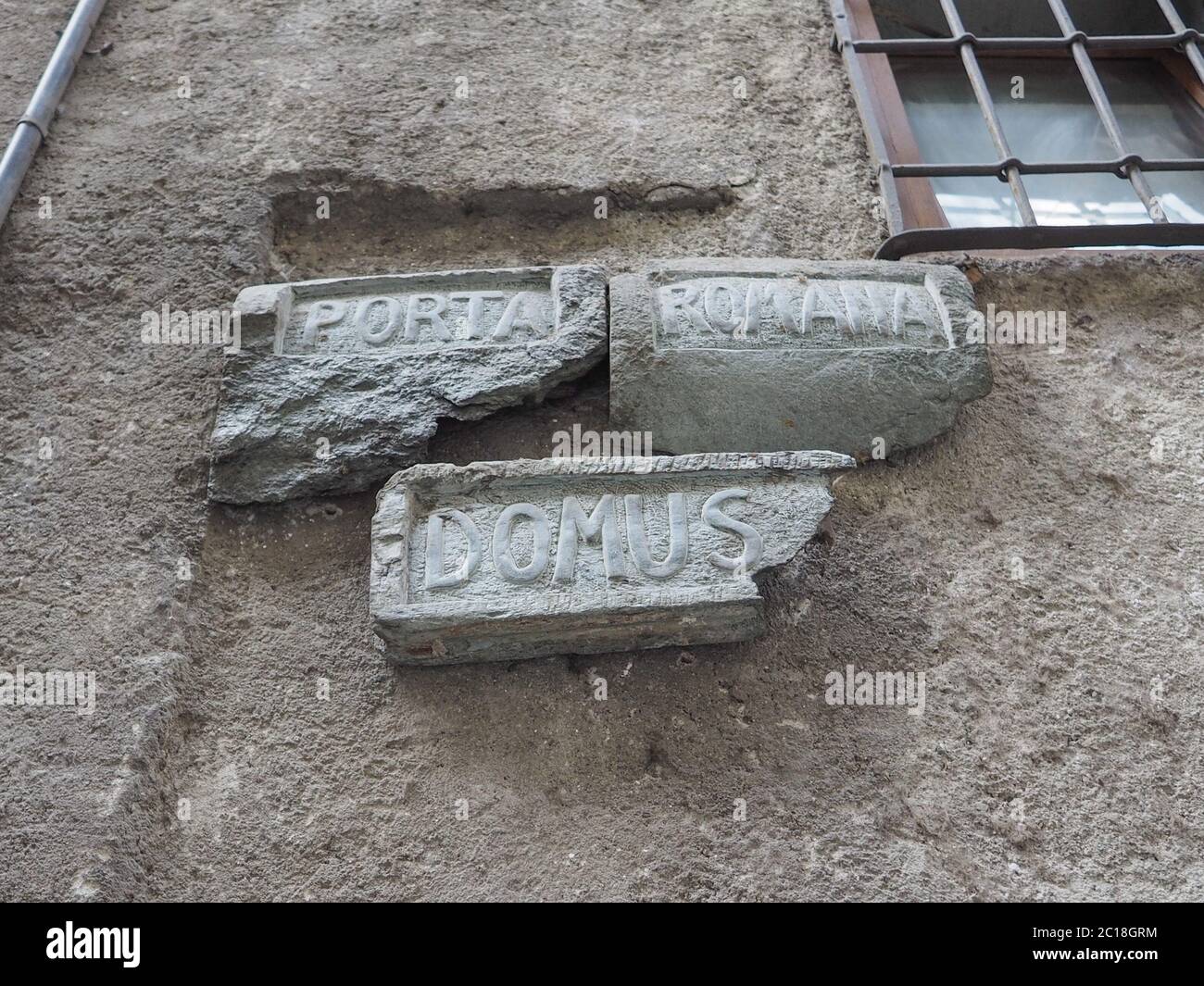 Ancient roman road sign in Donnas Stock Photo - Alamy