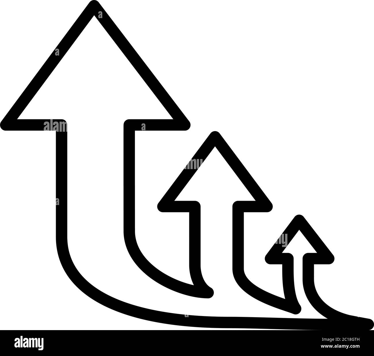 Three Arrow Sign Direction One way. Flat Line Road Direction Black ...