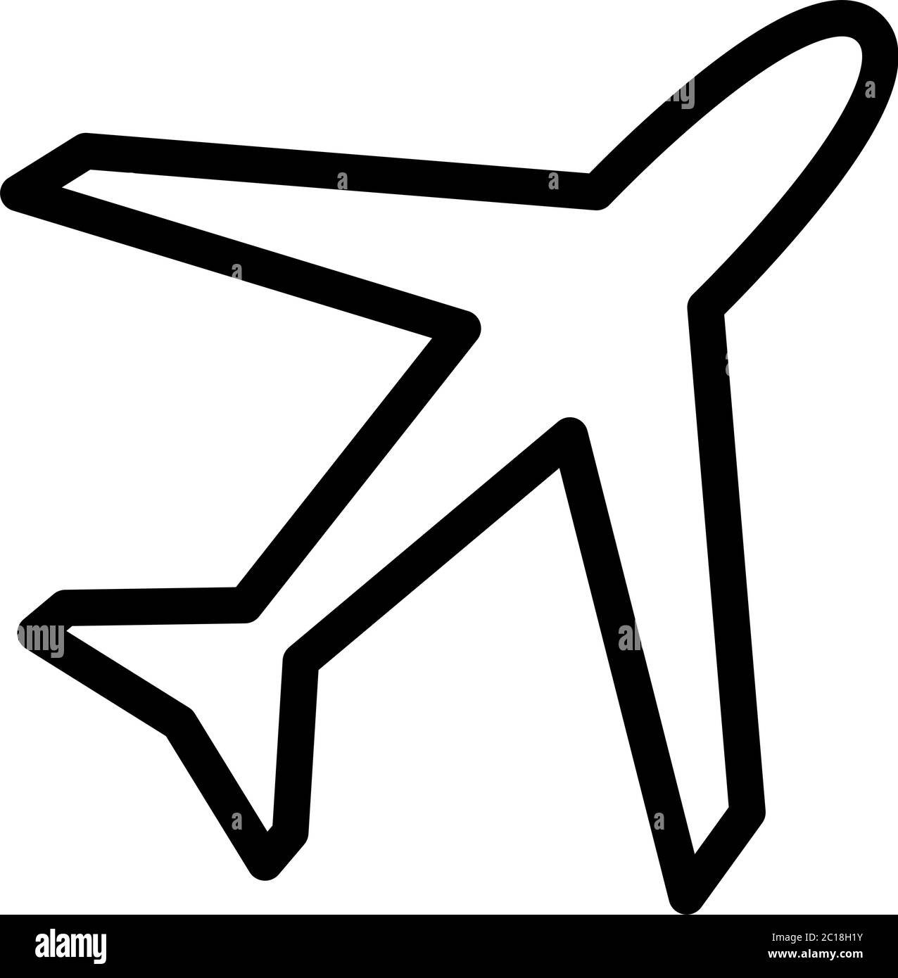 Airplane Line Icon In Flat Style Vector For App, UI, Websites. Black ...