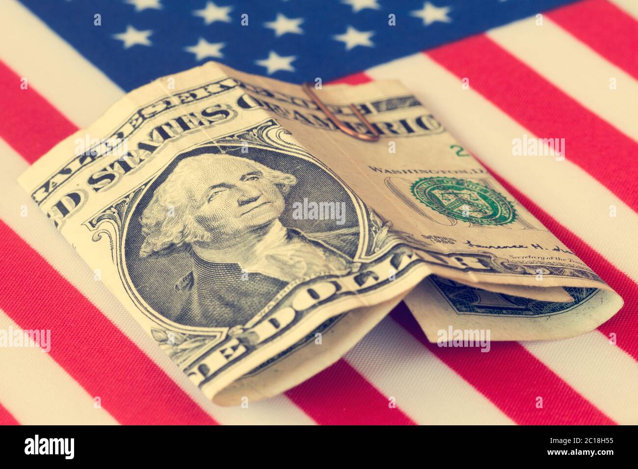 USA flag with one dollar banknote Stock Photo - Alamy