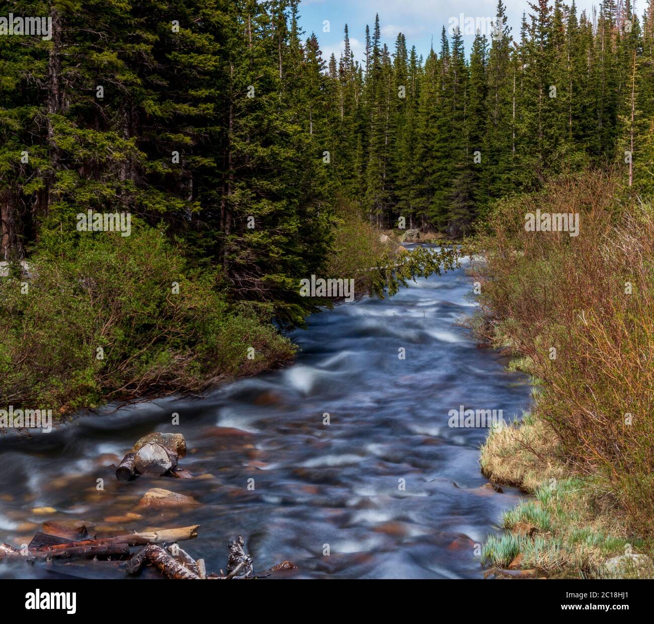 South Saint Vrain Creek flowing into the Brainard lake near Nederland ...