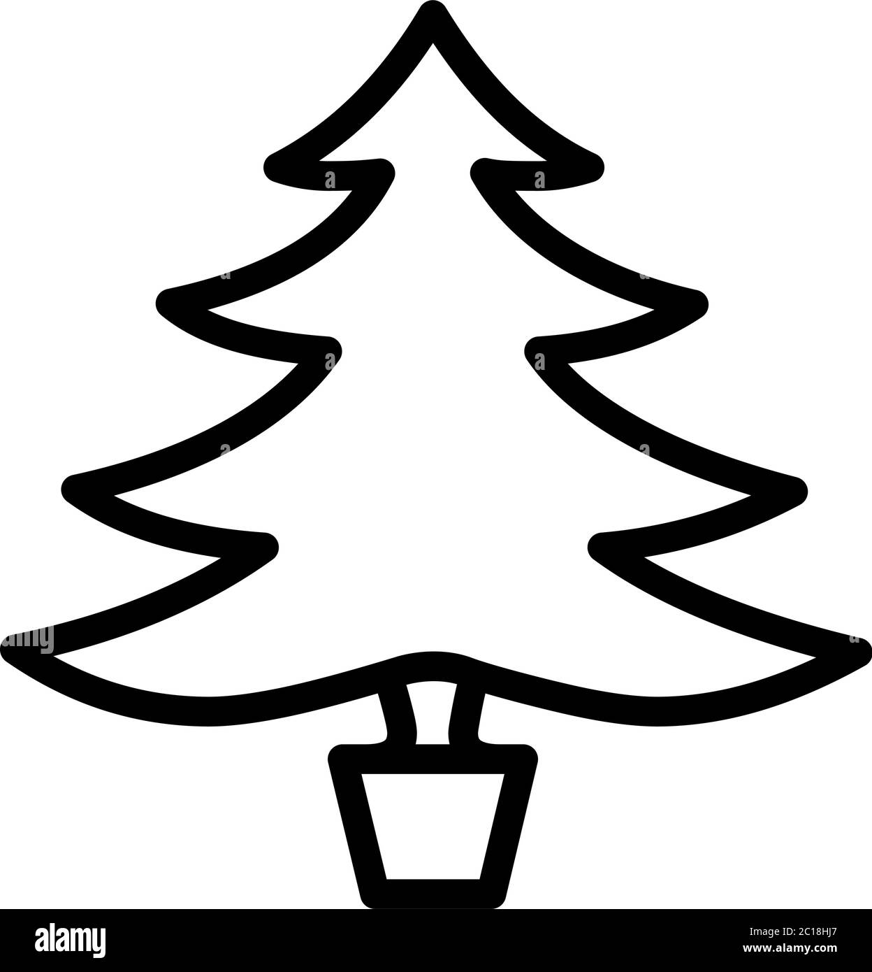 Christmas Tree Line Icon In Flat Style Vector Icon. Black Line Spruce ...