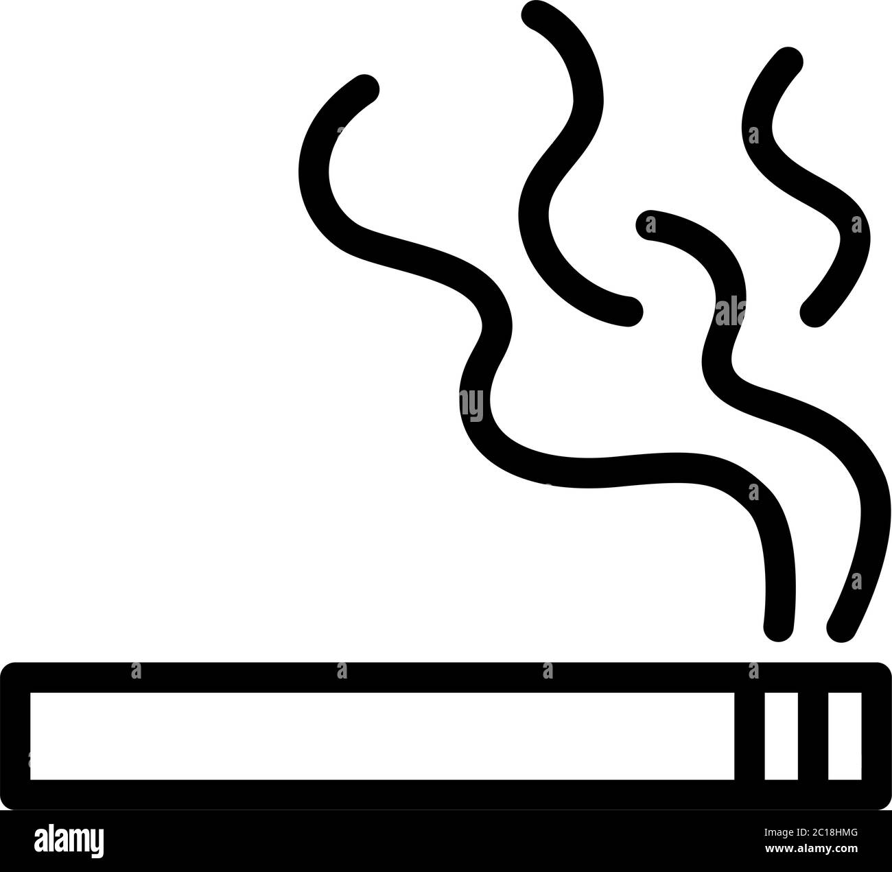 Simple Cigarette Line Icon In Flat Style Vector. Black Icon Vector ...