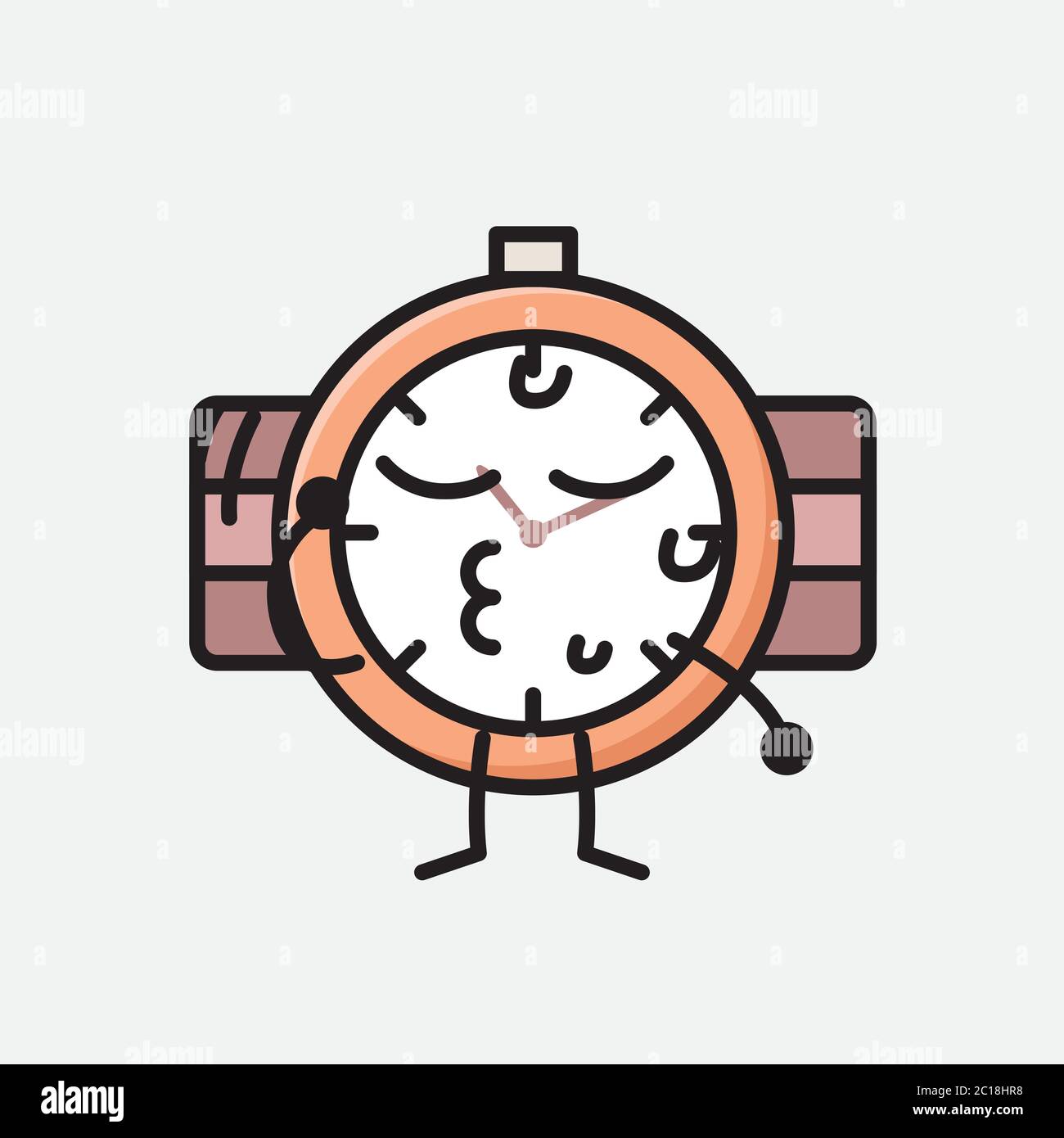 An illustration of Cute Hand Watch Mascot Vector Character in Flat ...