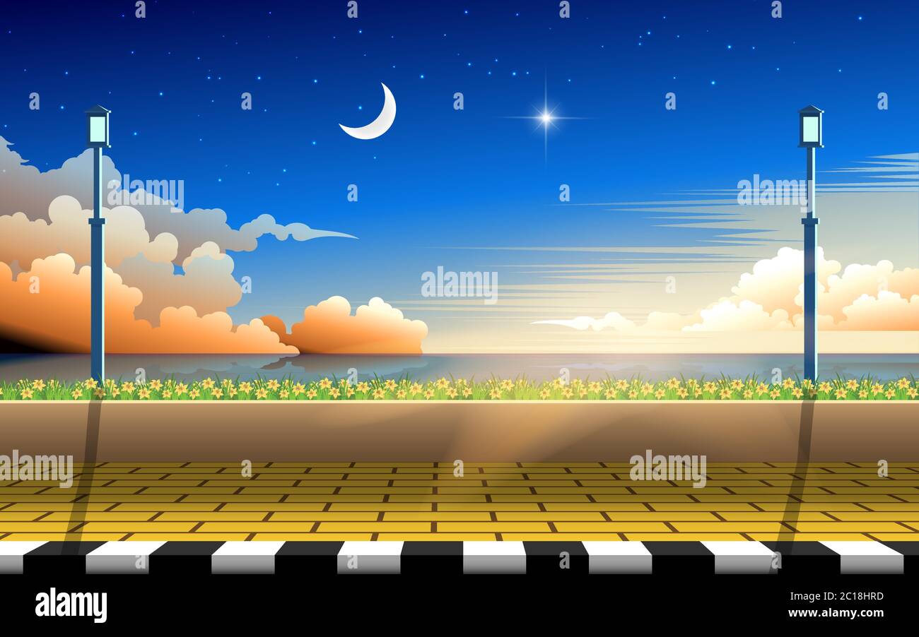 Sea wave on beach evening Stock Vector Images - Alamy