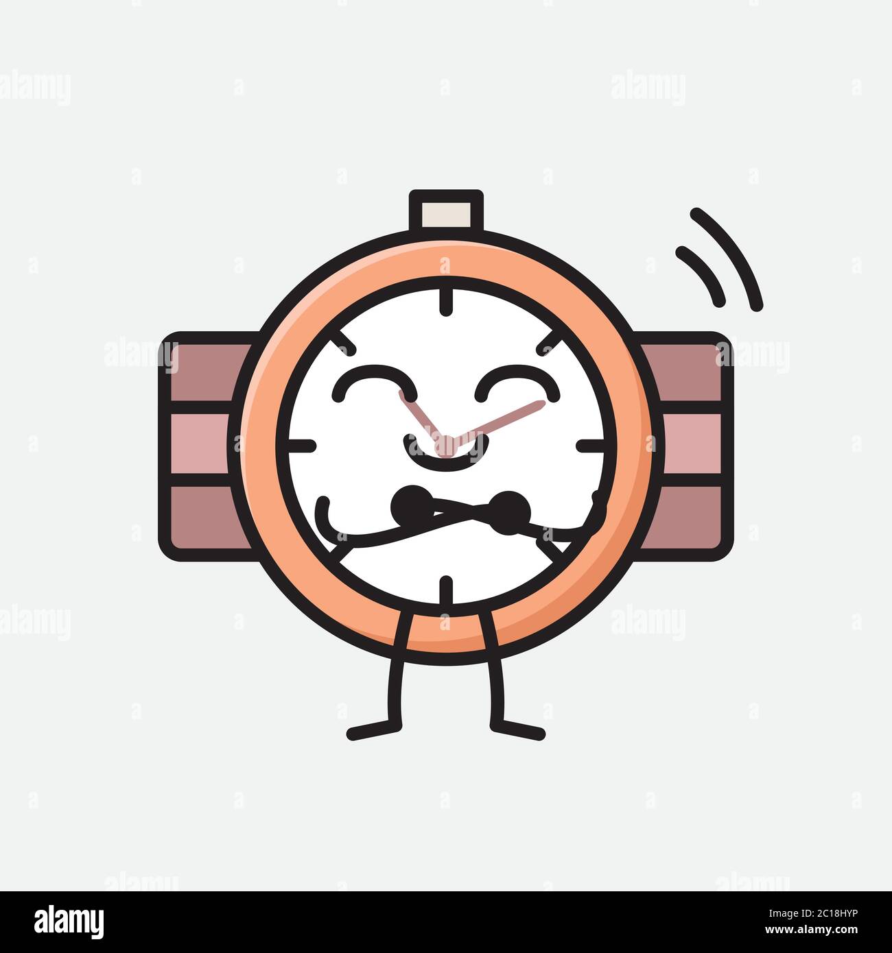 An illustration of Cute Hand Watch Mascot Vector Character in Flat ...