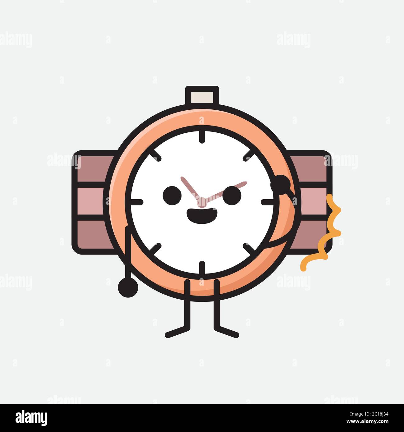 An illustration of Cute Hand Watch Mascot Vector Character in Flat ...