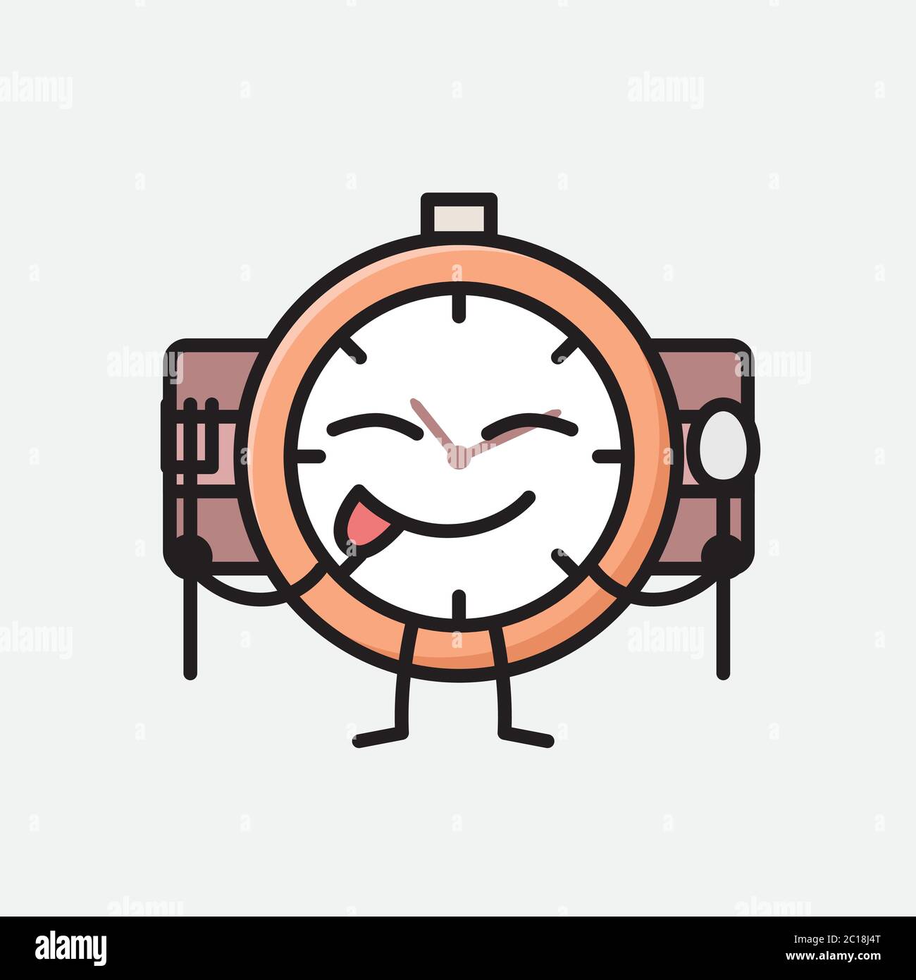 An illustration of Cute Hand Watch Mascot Vector Character in Flat ...