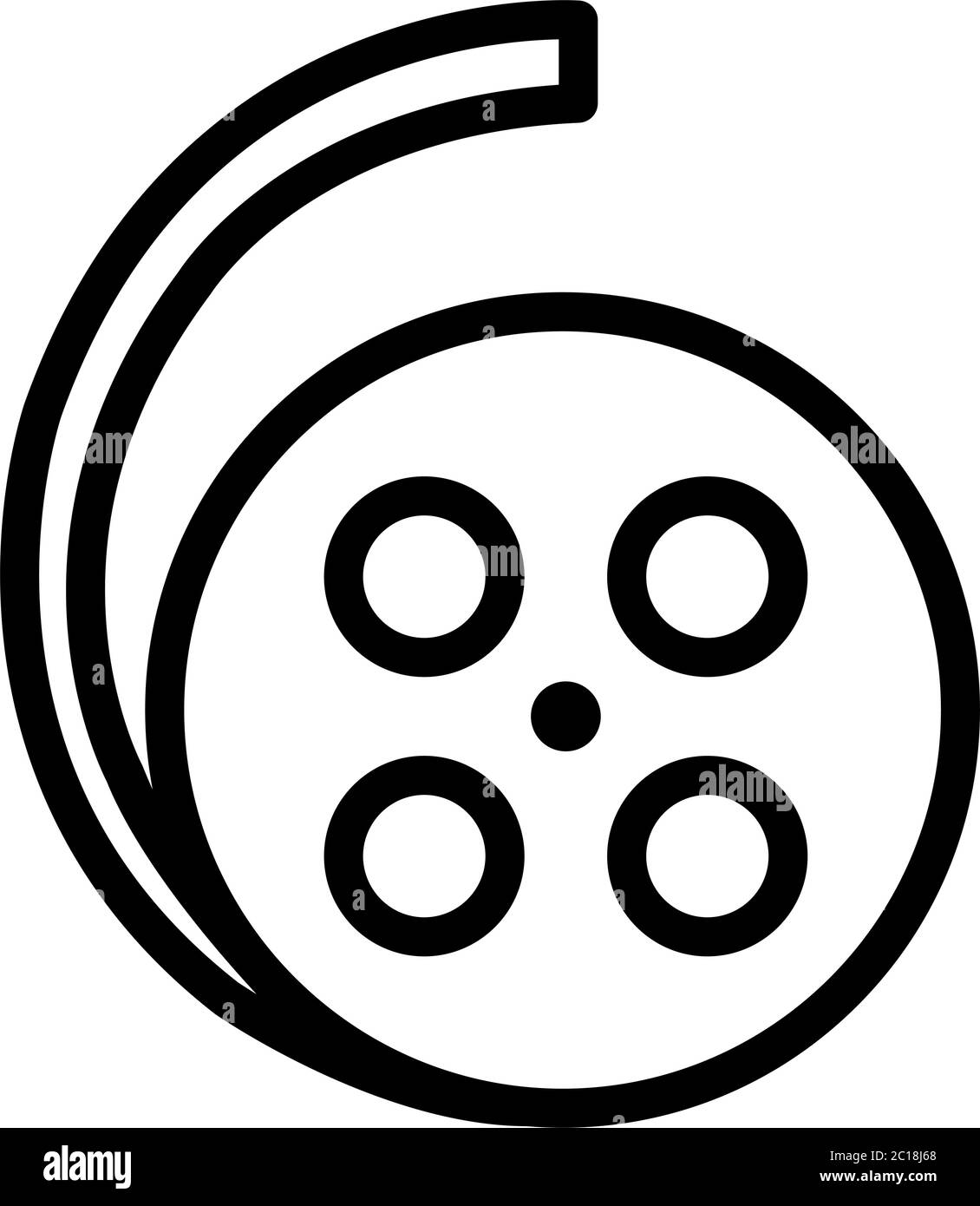 Film Reel Line Icon In Flat Style Vector For App, UI, Websites. Black ...