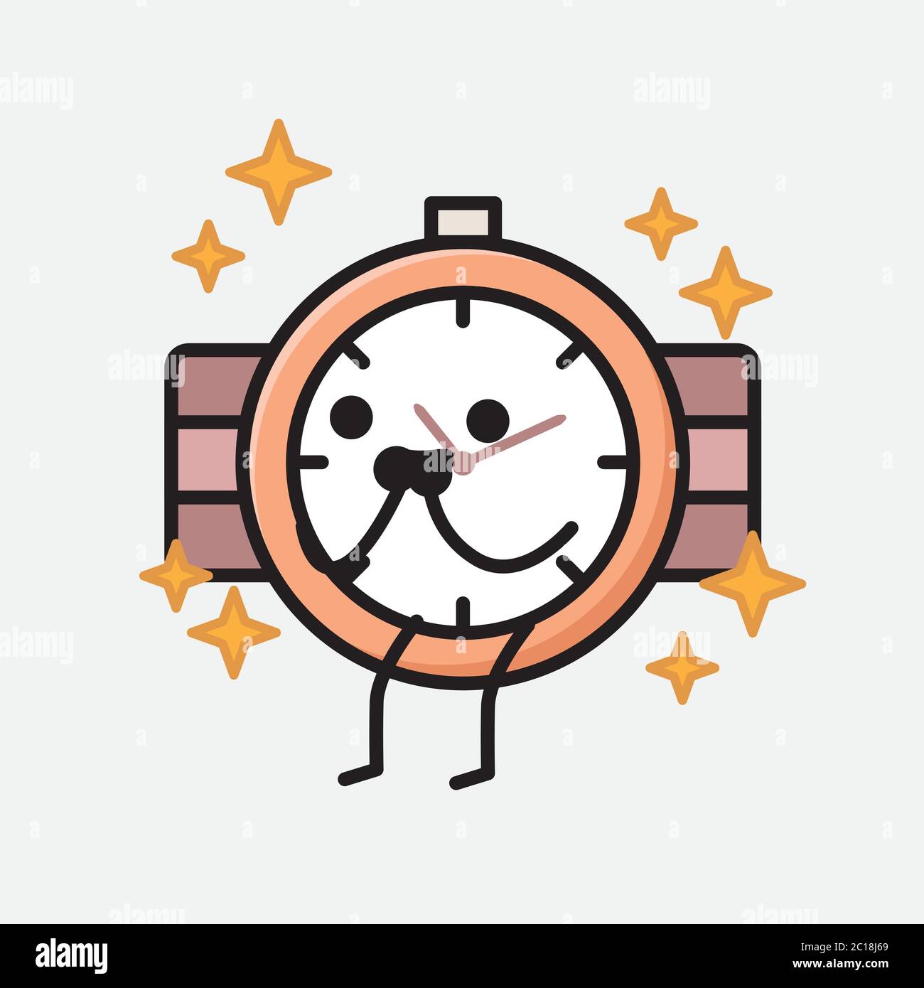 An illustration of Cute Hand Watch Mascot Vector Character in Flat ...