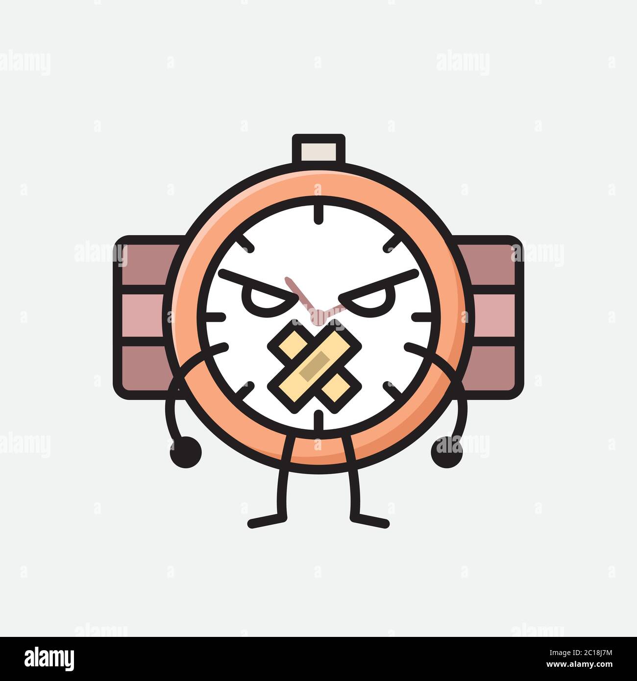 An illustration of Cute Hand Watch Mascot Vector Character in Flat ...