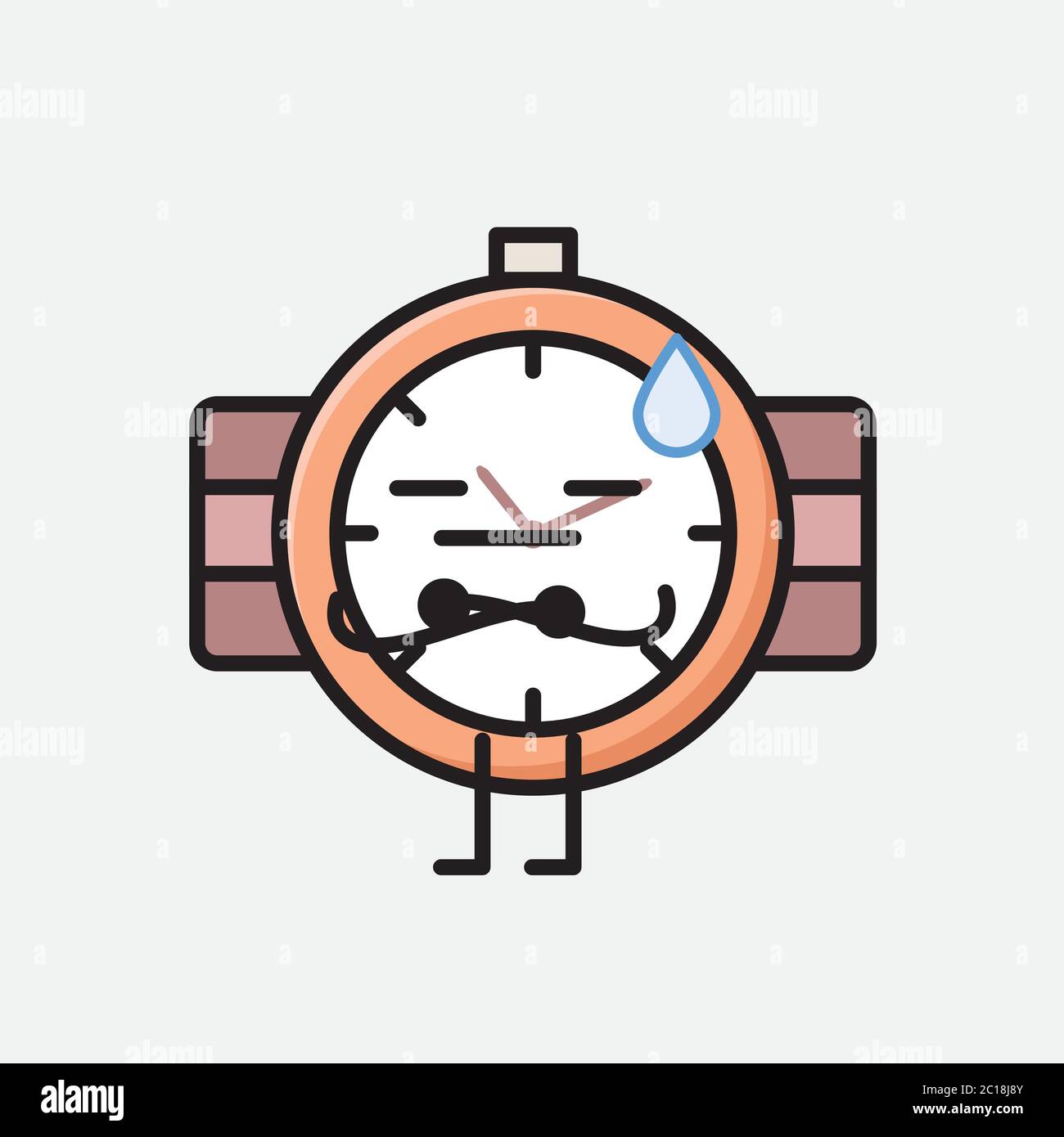 An illustration of Cute Hand Watch Mascot Vector Character in Flat ...
