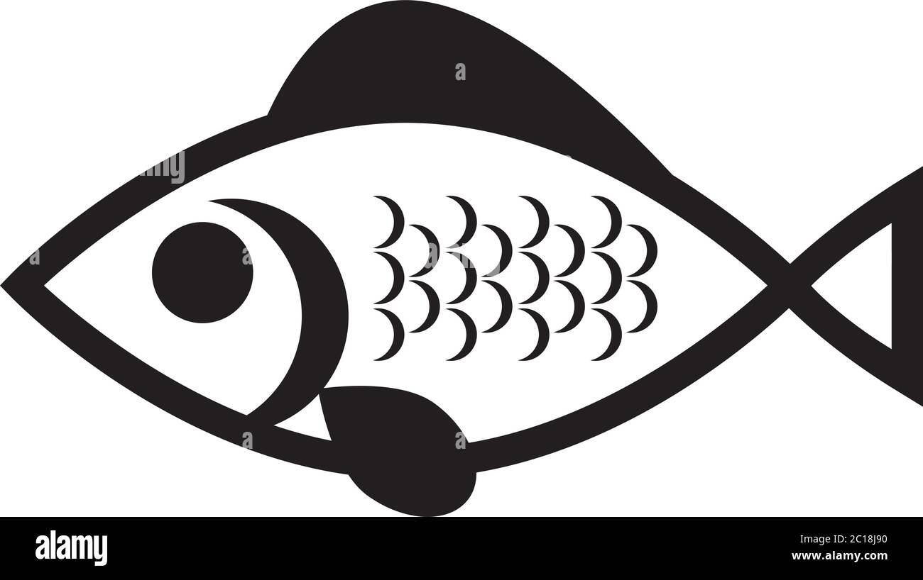 Fish Icon In Flat Style Vector For App, UI, Websites. Black Icon Vector ...