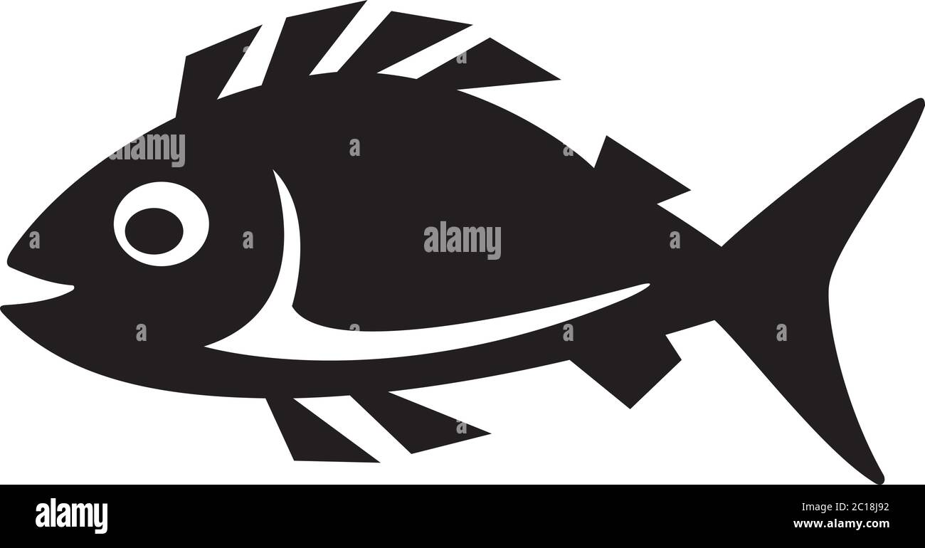 Fish Icon In Flat Style Vector For App, UI, Websites. Black Icon Vector ...