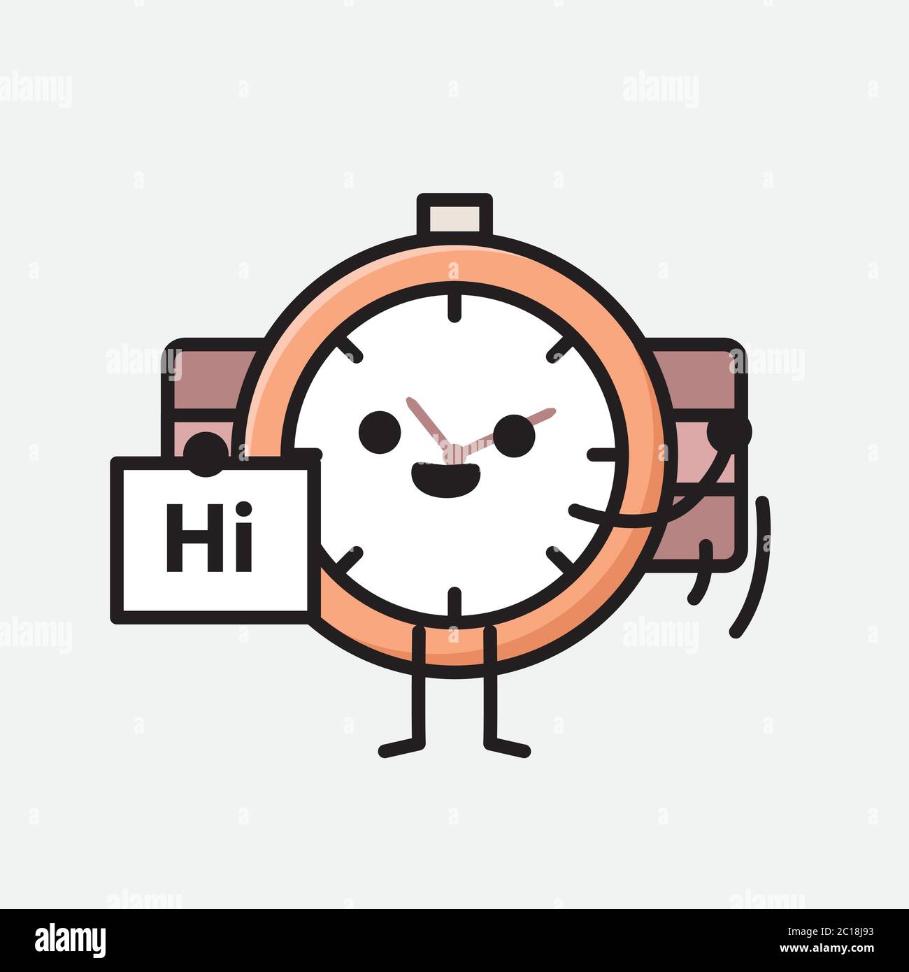 An illustration of Cute Hand Watch Mascot Vector Character in Flat ...