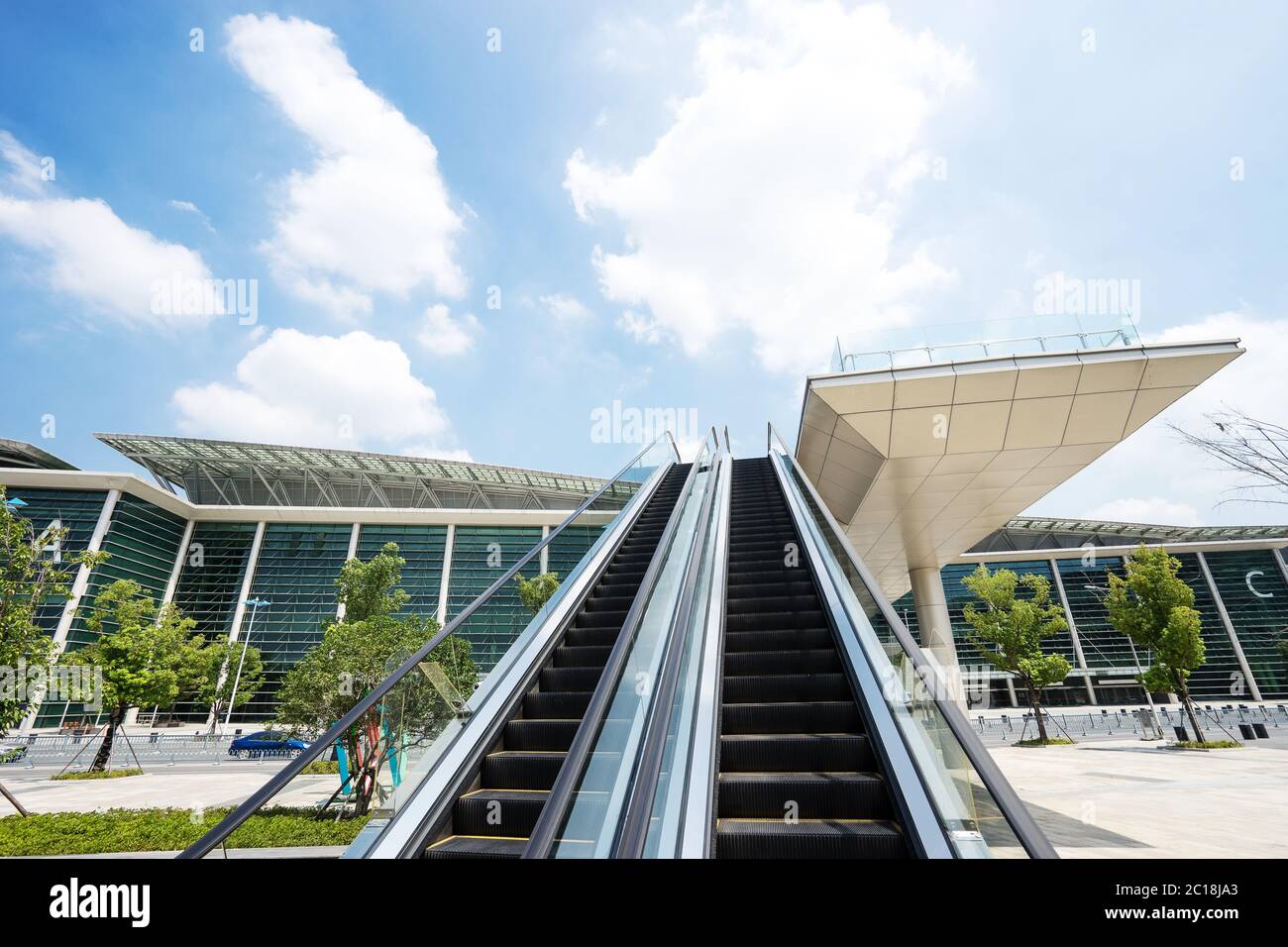 outdoors escalator and modern buildings Stock Photo - Alamy