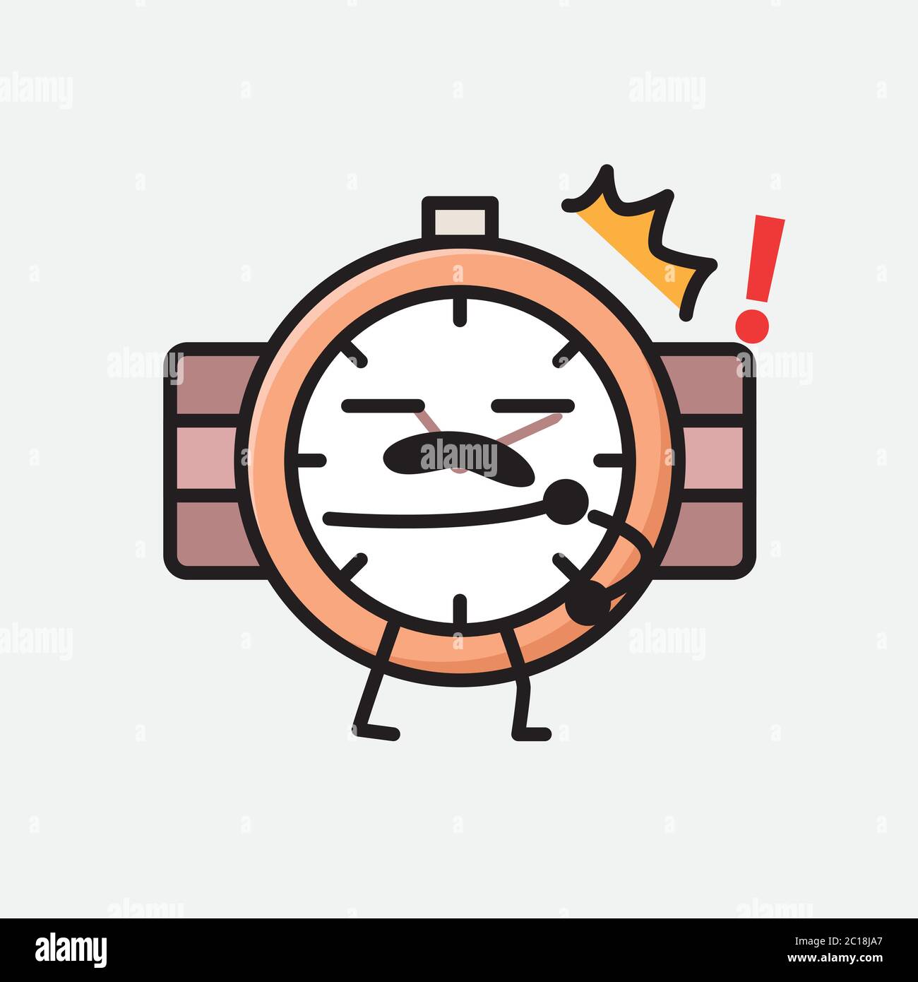 An illustration of Cute Hand Watch Mascot Vector Character in Flat ...
