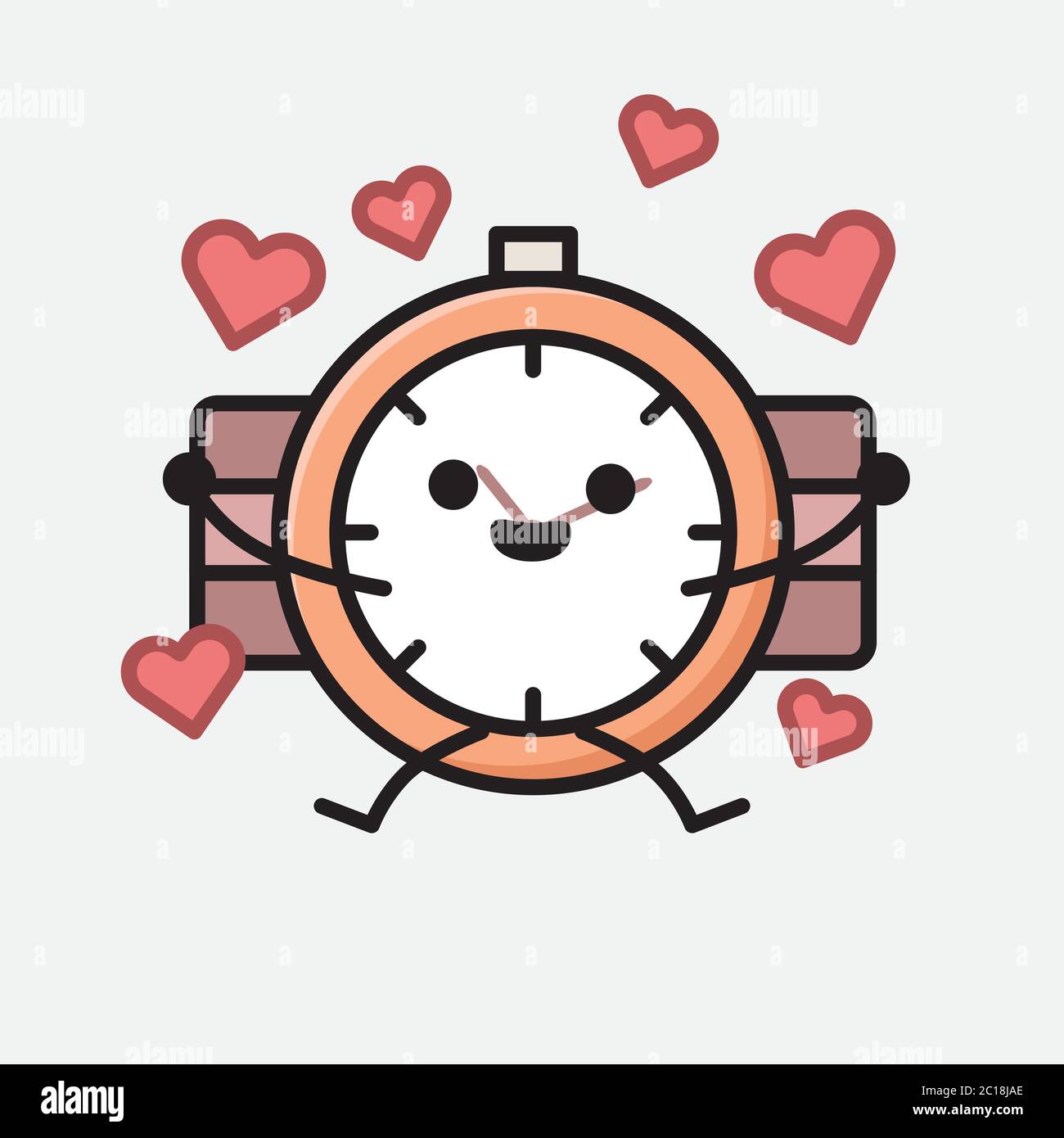 An illustration of Cute Hand Watch Mascot Vector Character in Flat ...