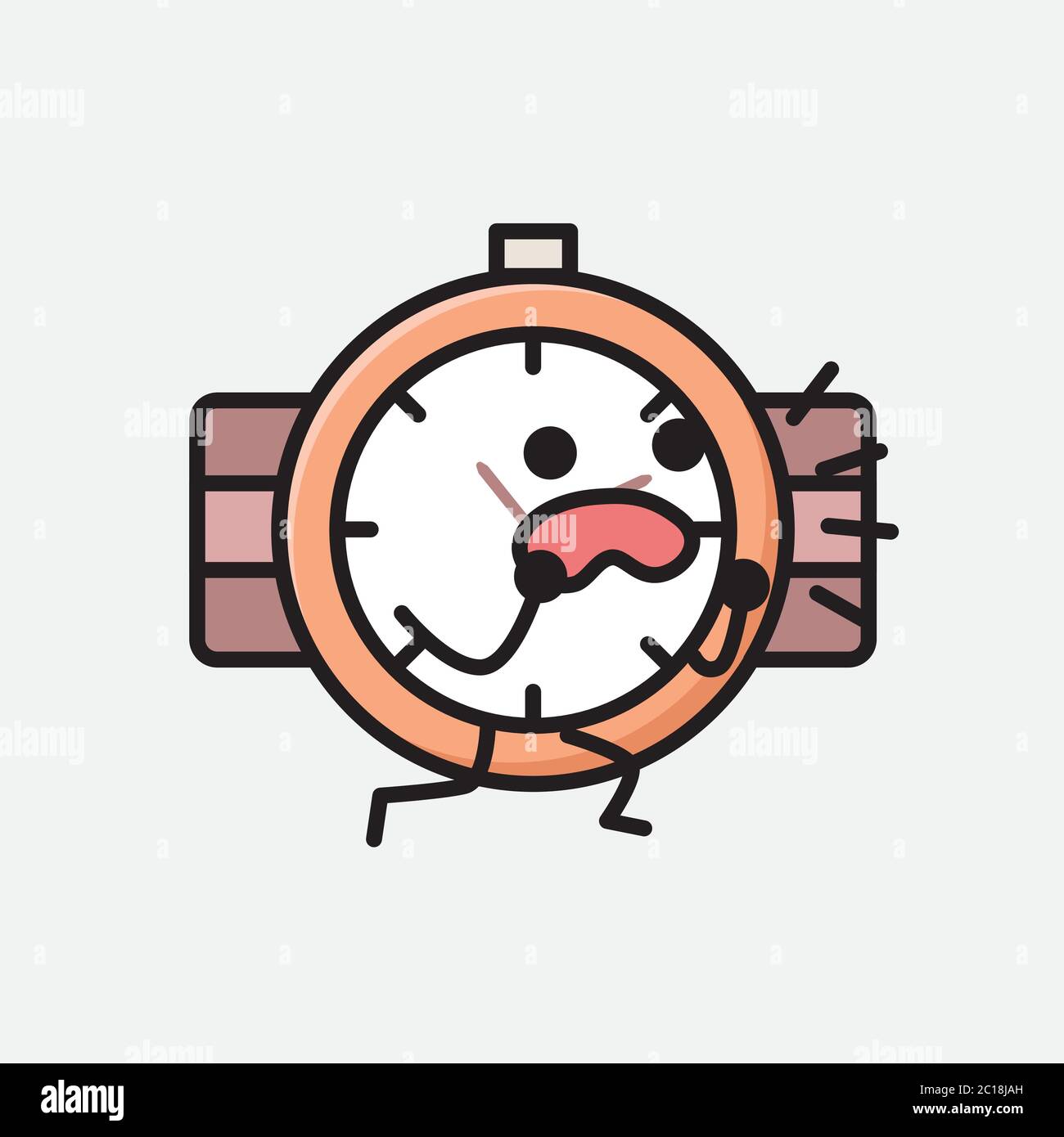 An illustration of Cute Hand Watch Mascot Vector Character in Flat ...