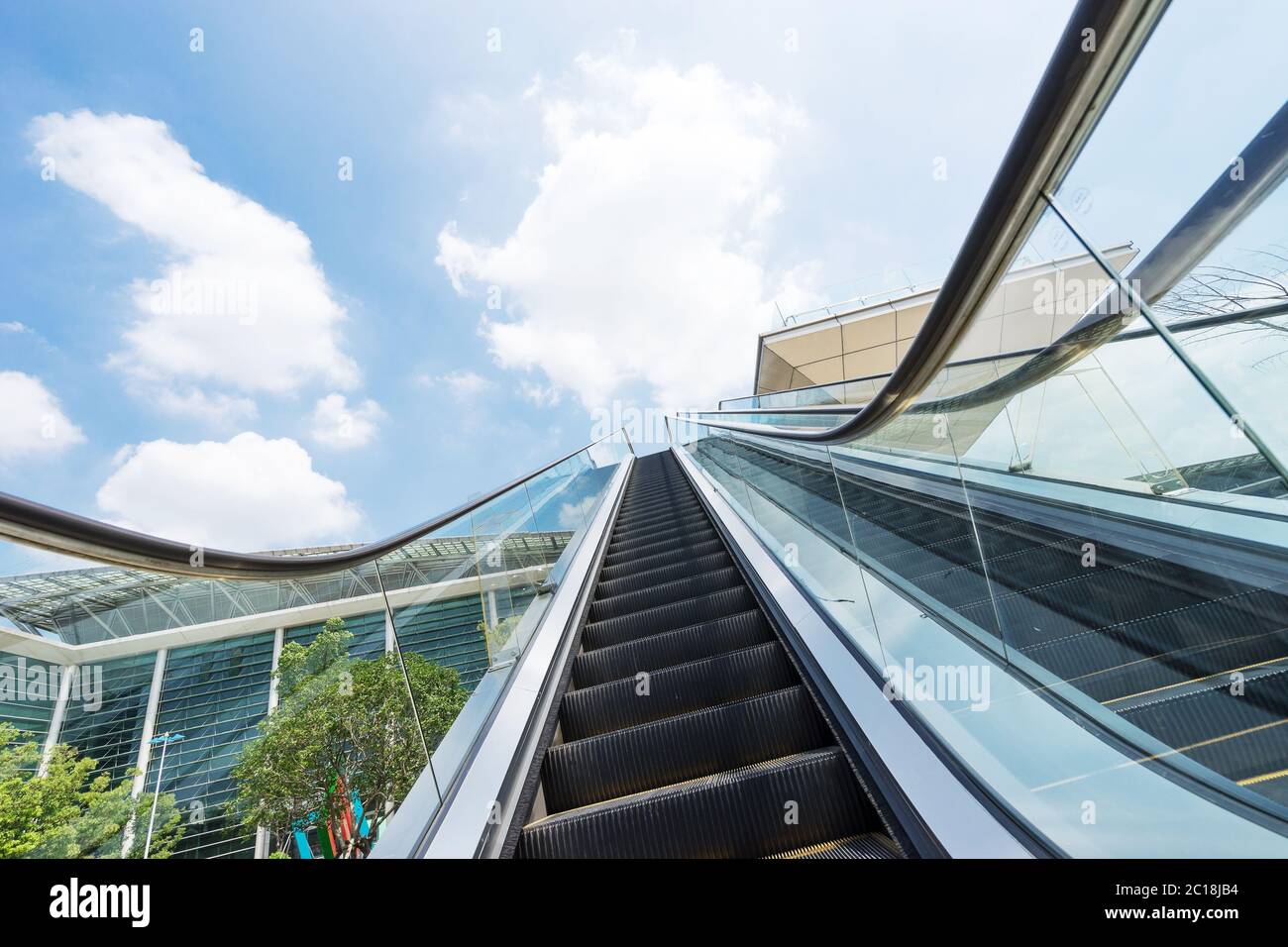 outdoors escalator and modern buildings Stock Photo - Alamy
