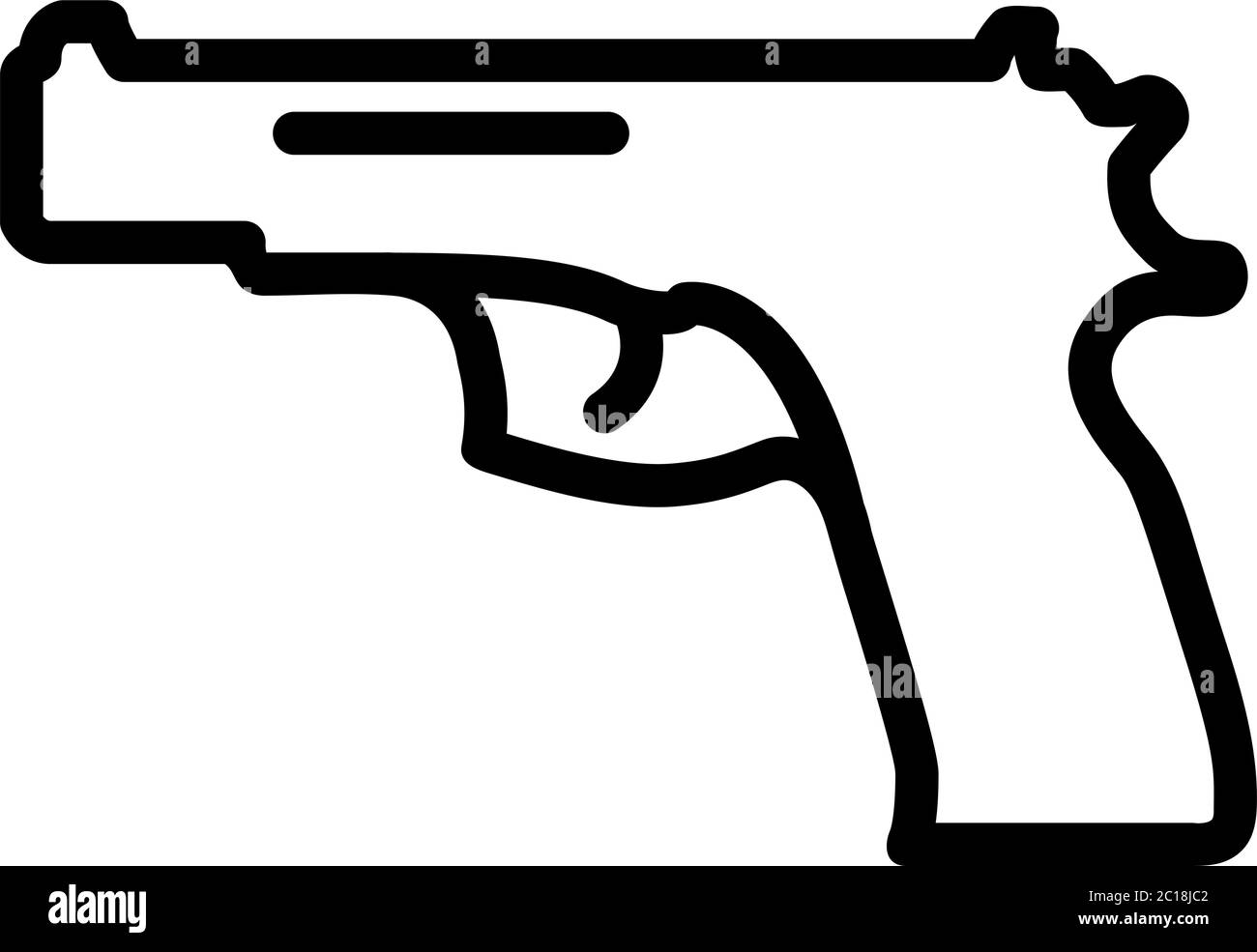 Gun Line Icon In Flat Style Vector For App, UI, Websites. Black Pistol ...