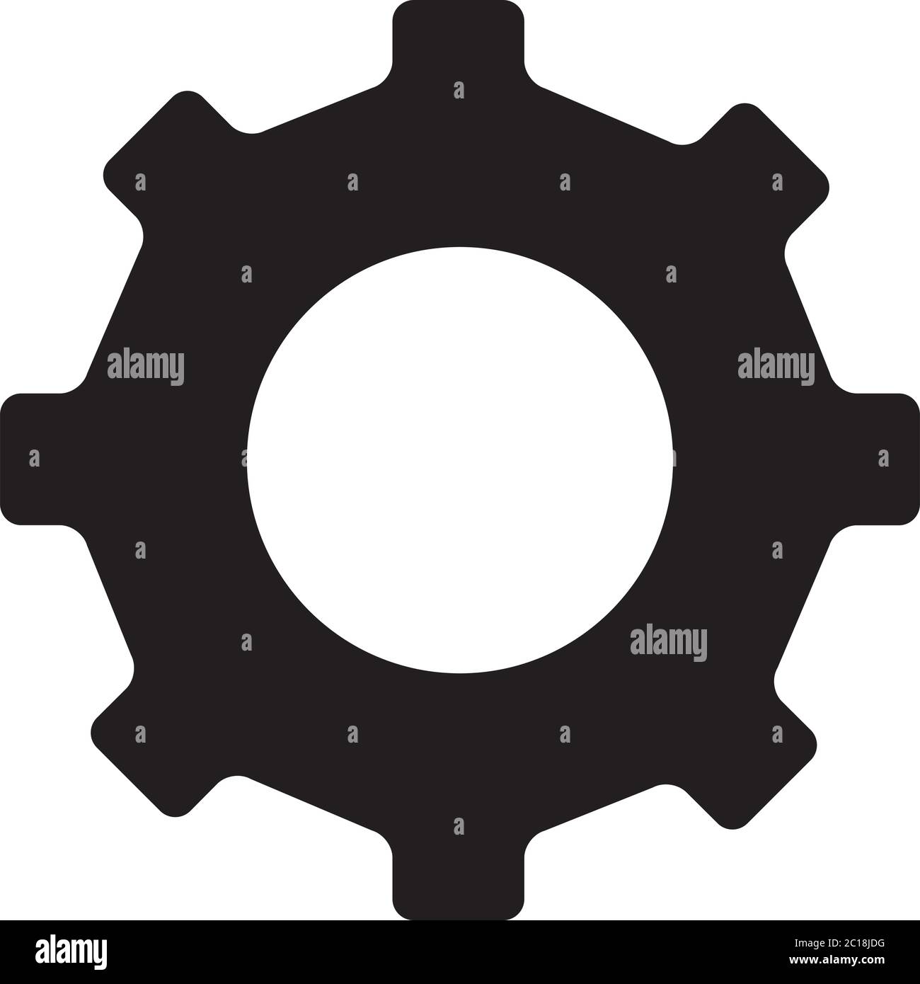 Gear Icon In Flat Style Vector For App, UI, Websites. Black Icon Vector ...