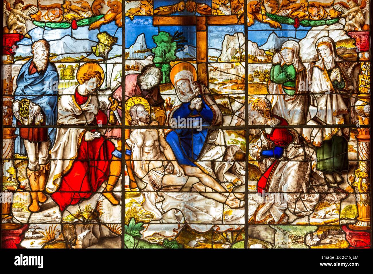 Beautiful Stained Glass Window Depicting The Resurrection Of Jesus