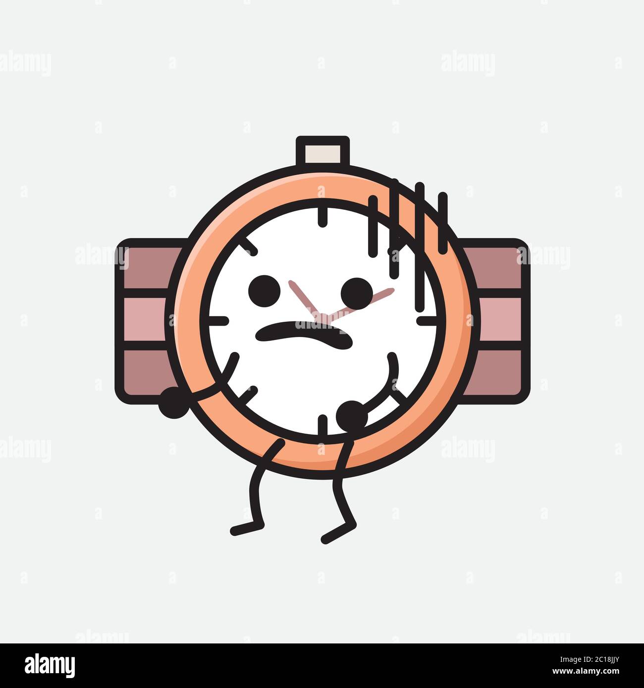 An illustration of Cute Hand Watch Mascot Vector Character in Flat ...