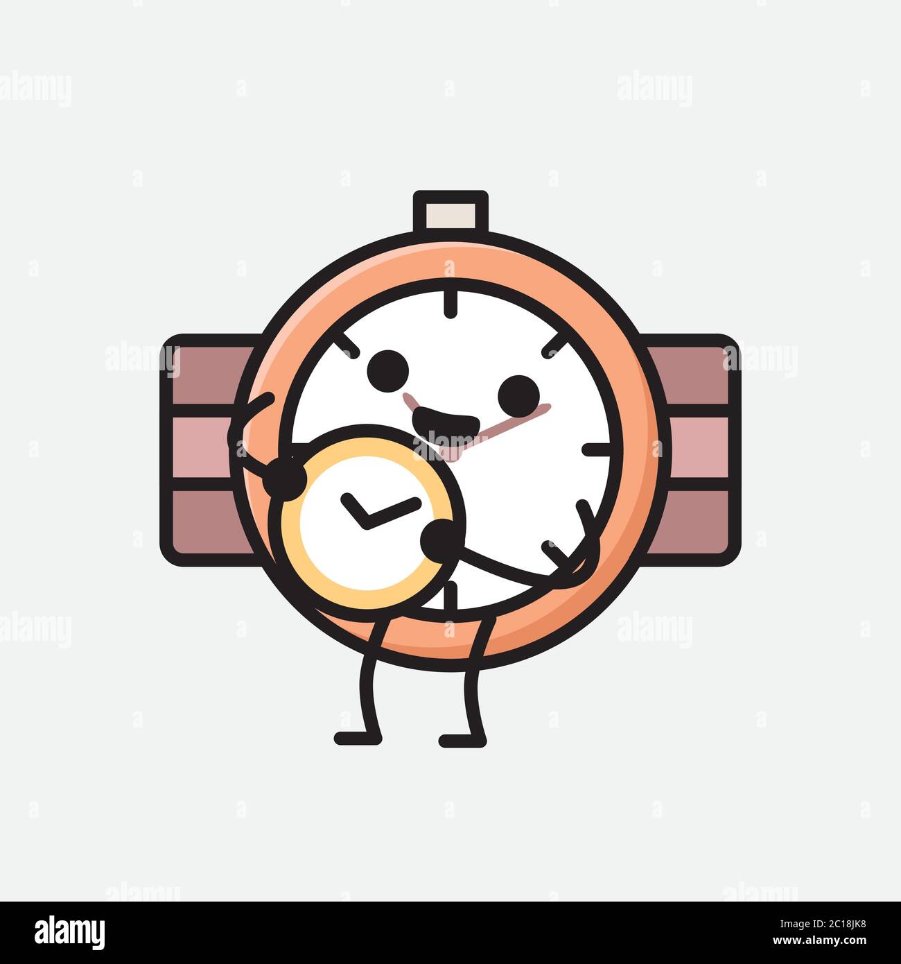 An illustration of Cute Hand Watch Mascot Vector Character in Flat ...