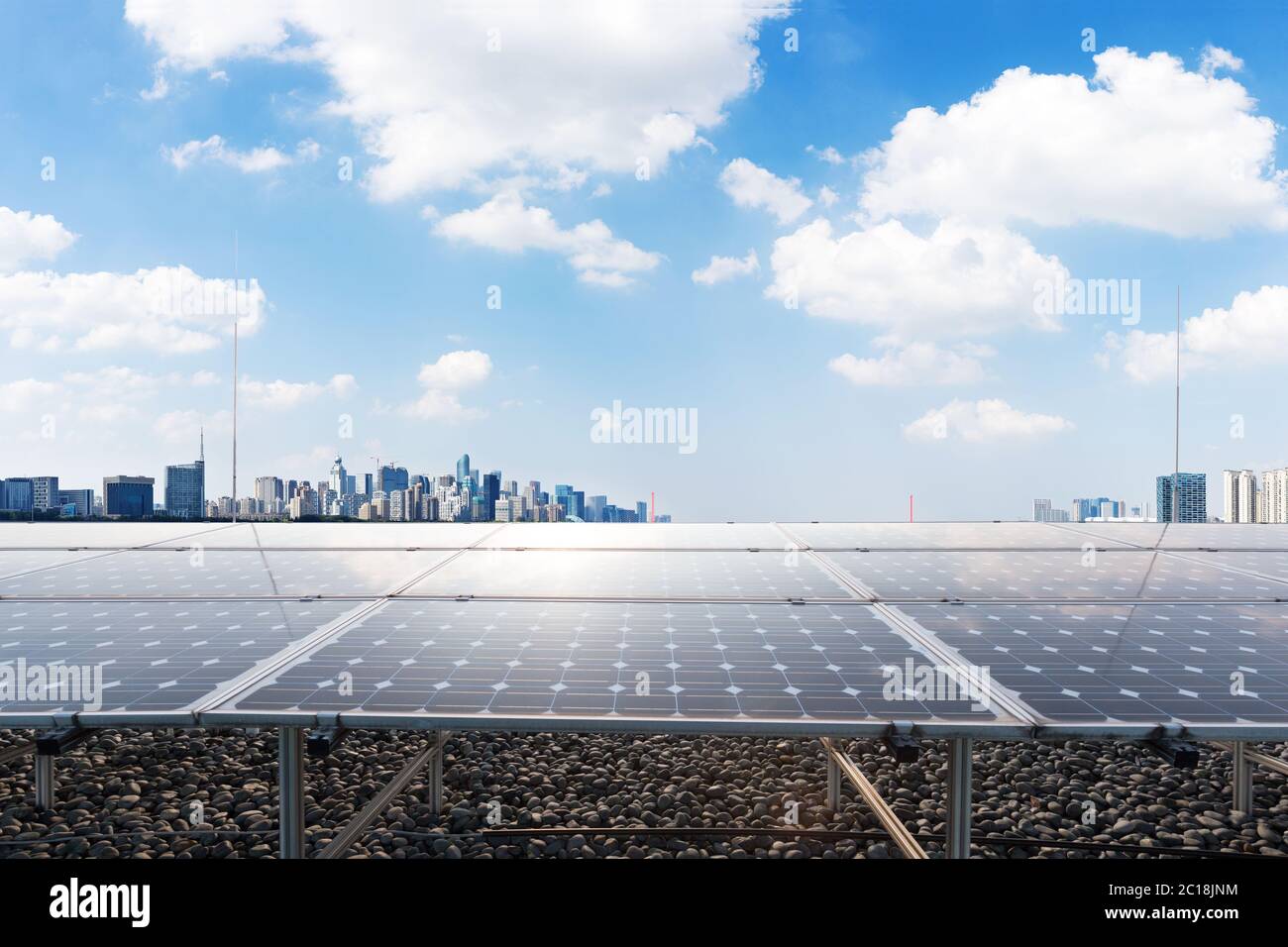 solar panel with cityscape of modern city Stock Photo - Alamy