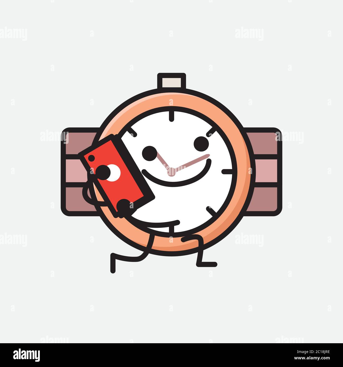 An illustration of Cute Hand Watch Mascot Vector Character in Flat ...