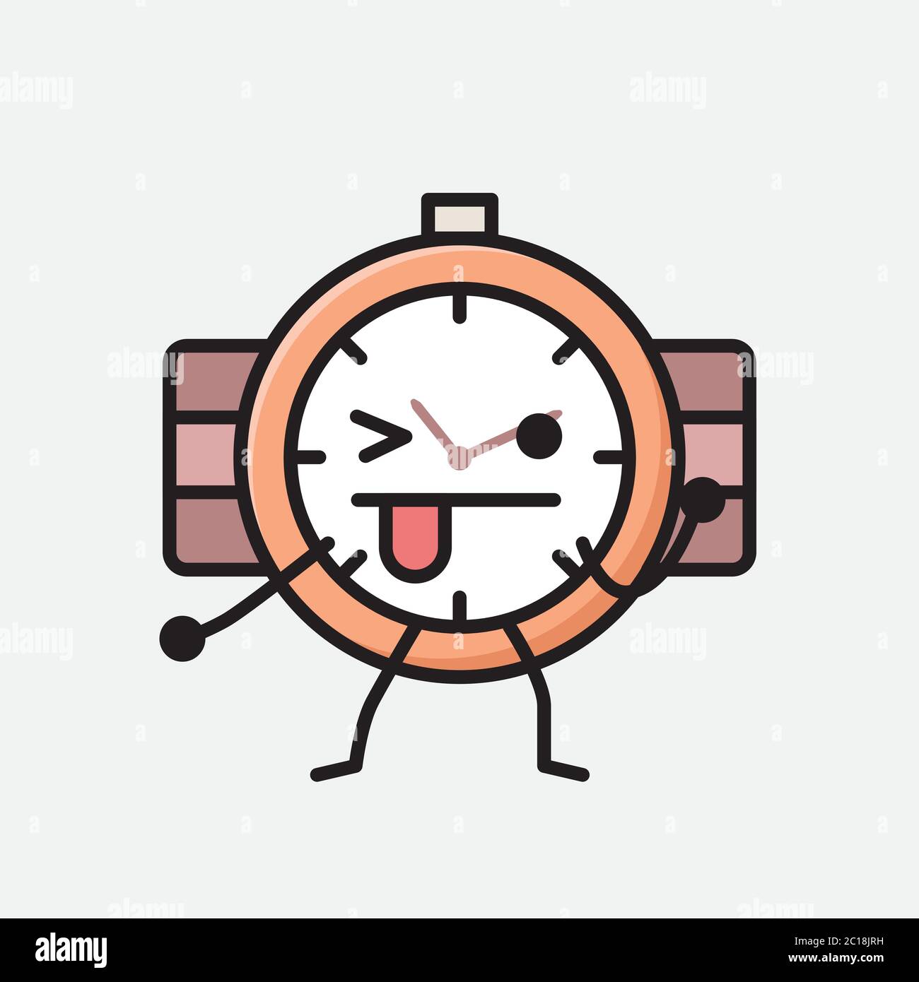 An illustration of Cute Hand Watch Mascot Vector Character in Flat ...