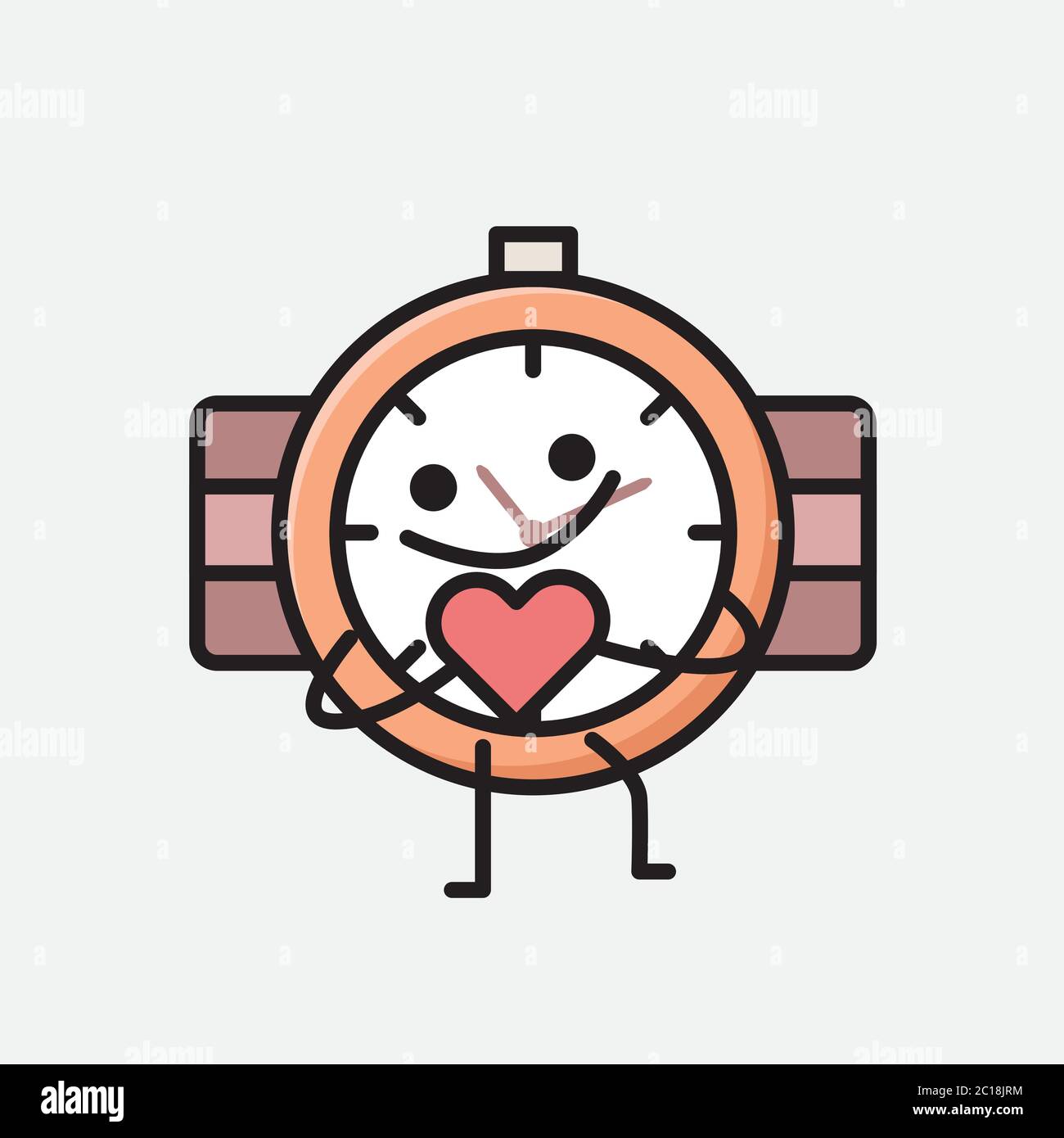 An illustration of Cute Hand Watch Mascot Vector Character in Flat ...