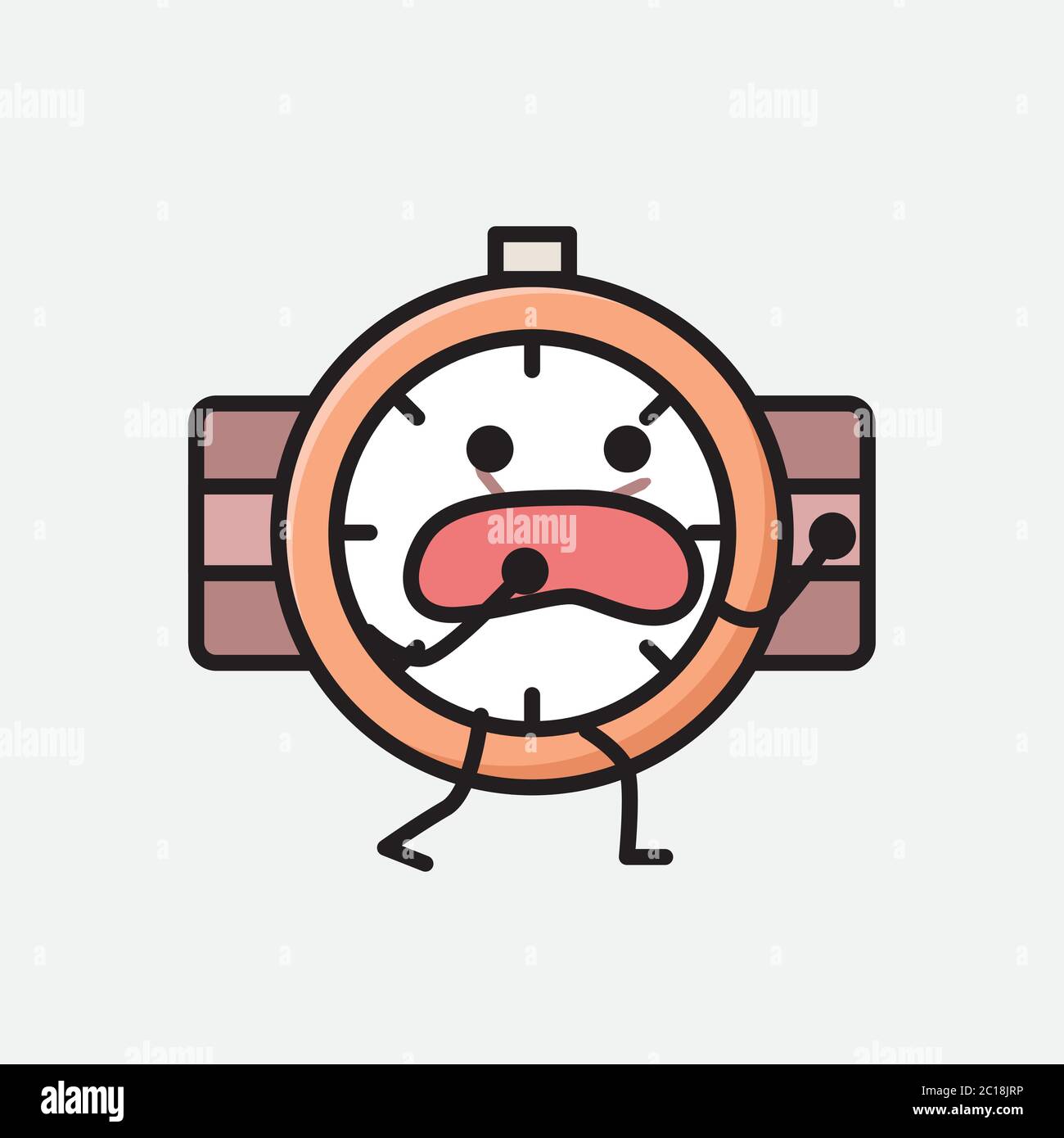 An illustration of Cute Hand Watch Mascot Vector Character in Flat ...