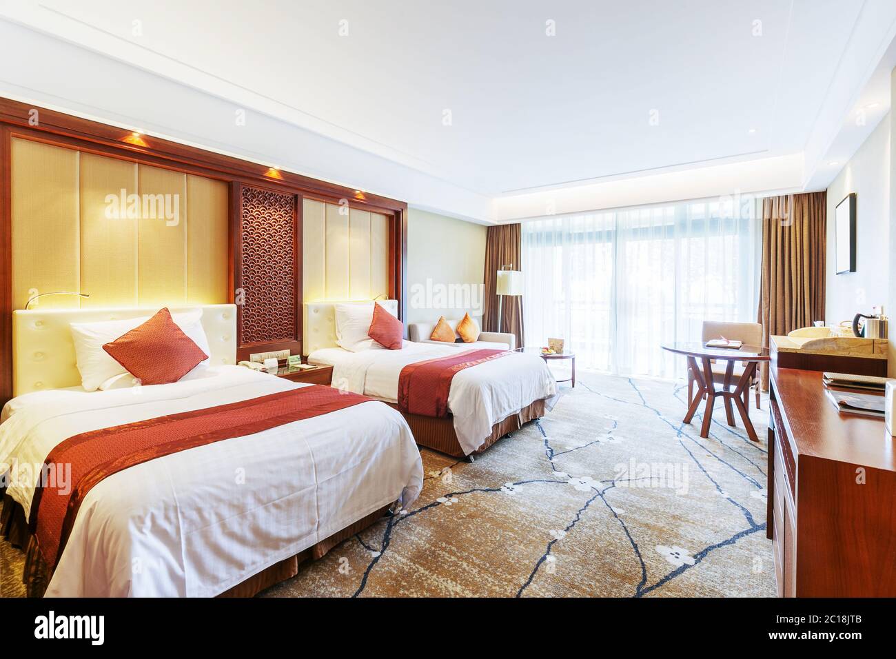 interior of modern twin bed room Stock Photo - Alamy