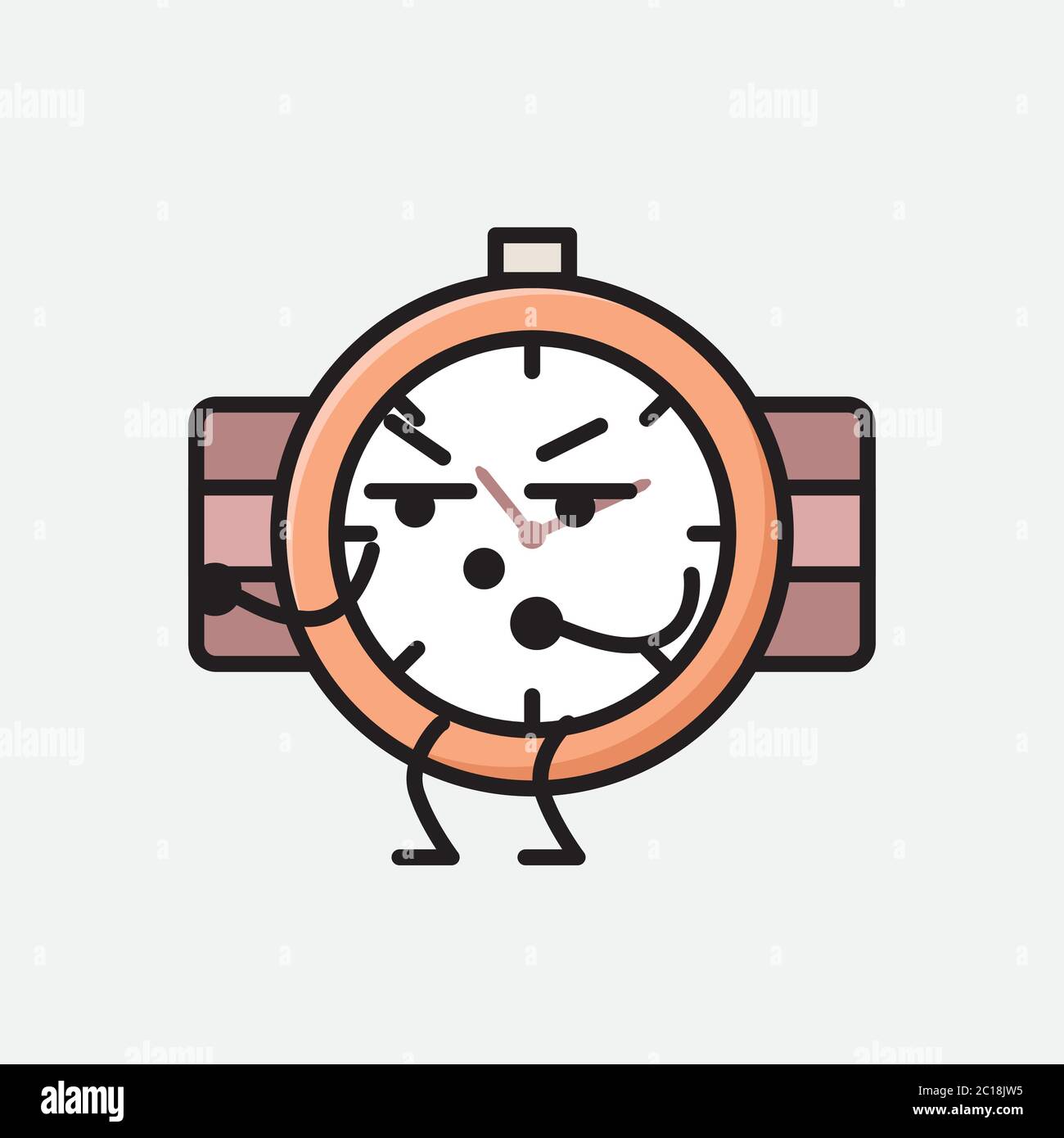 An illustration of Cute Hand Watch Mascot Vector Character in Flat ...