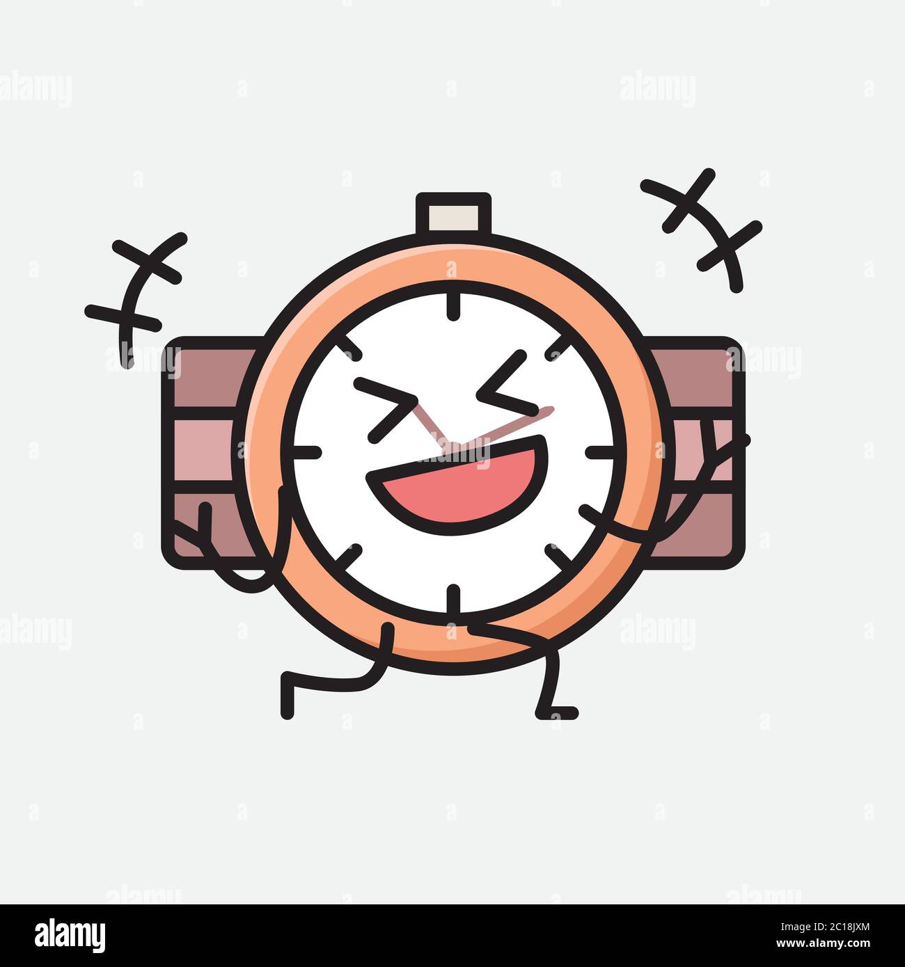 An illustration of Cute Hand Watch Mascot Vector Character in Flat ...