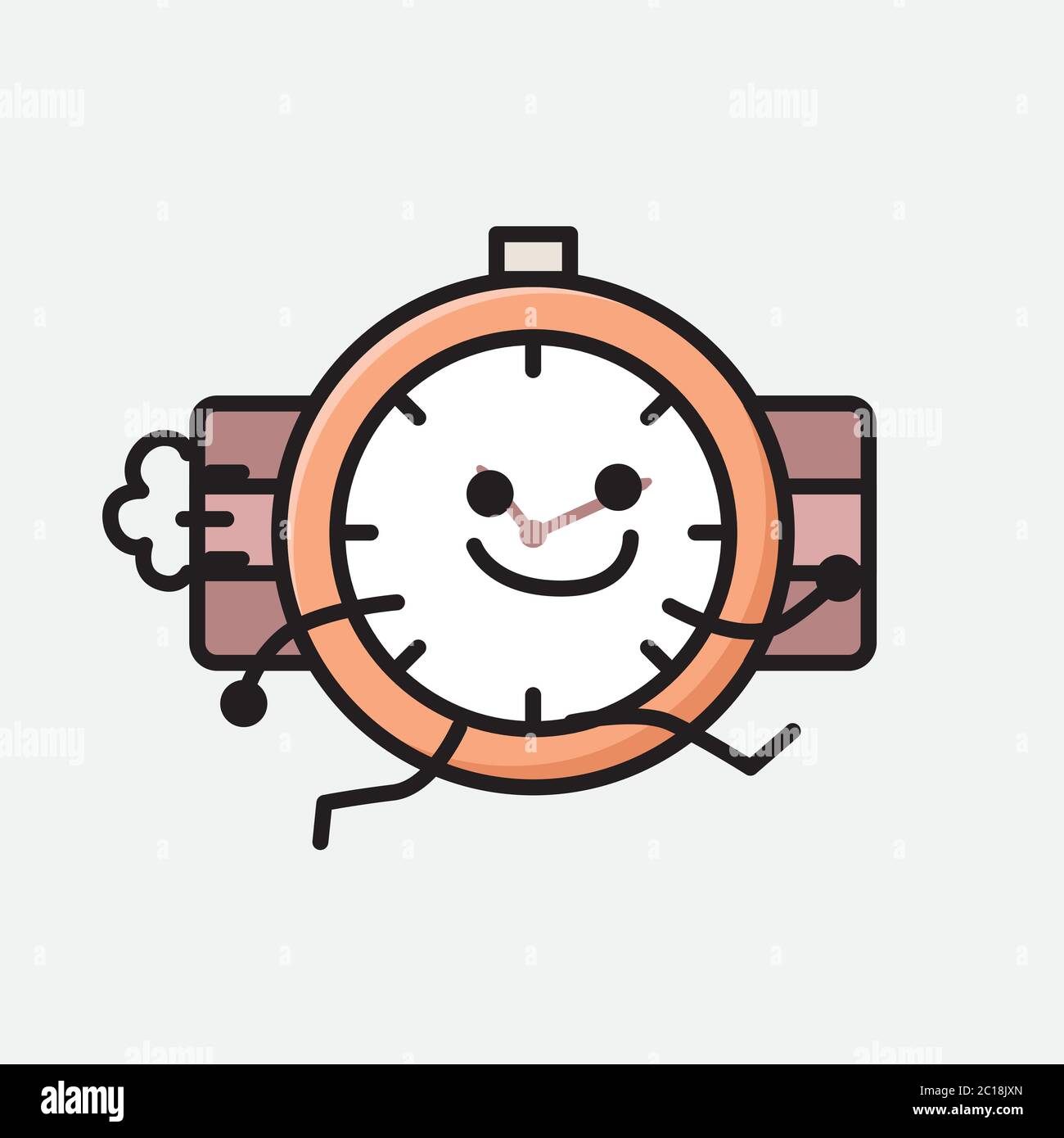 An illustration of Cute Hand Watch Mascot Vector Character in Flat ...