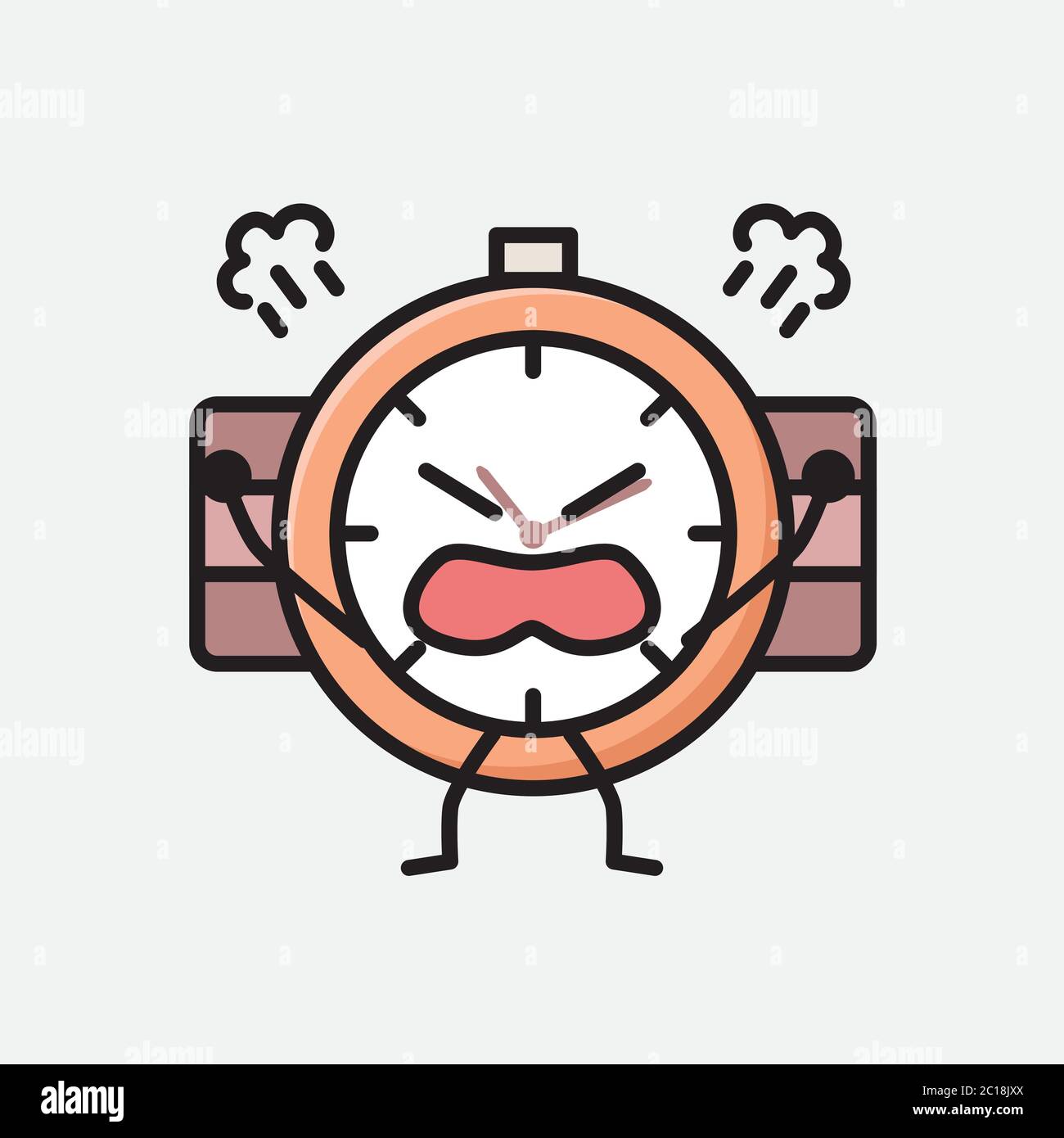 An illustration of Cute Hand Watch Mascot Vector Character in Flat ...