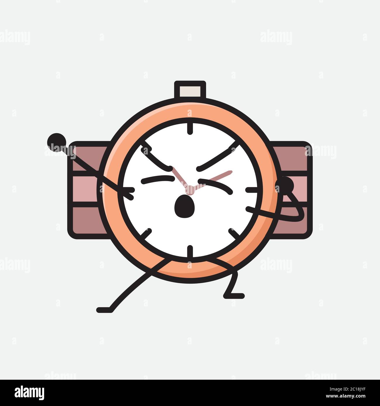 An illustration of Cute Hand Watch Mascot Vector Character in Flat ...