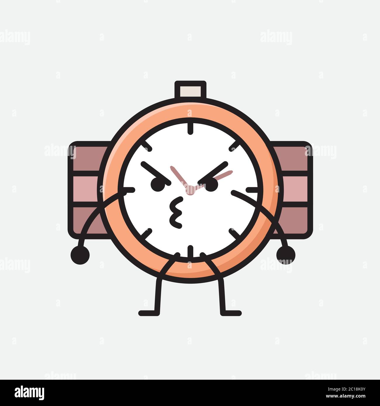 An illustration of Cute Hand Watch Mascot Vector Character in Flat ...